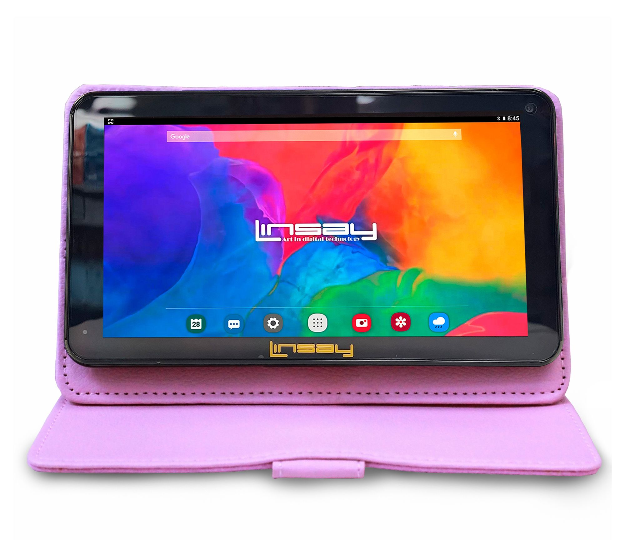 LINSAY 7" Tablet 64GB Bundle w/ Red Leather Case Android 13 - QVC.com