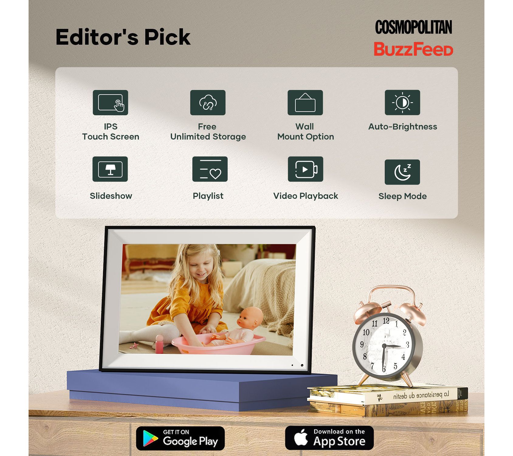 Cozyla 10.1" Wi-Fi Rechargeable Digital Picture Frame - QVC.com