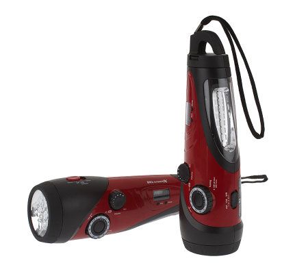 WeatherX 2-Pack Safety Flashlights w/ AM/FM Weather Radio and Siren ...