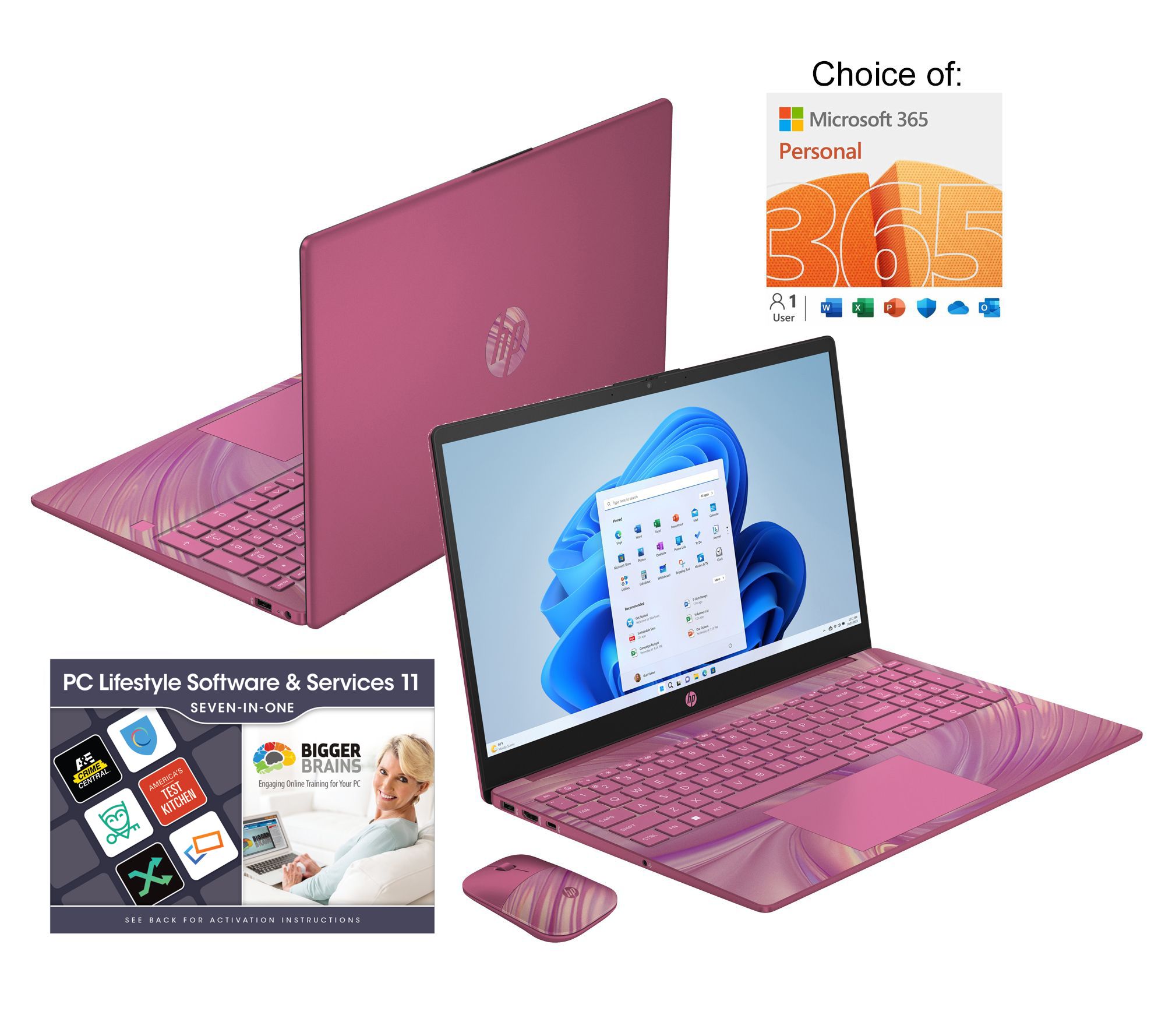 HP 15" Laptop Intel 8GB RAM 512GB SSD with HP Mouse and MS365 Option ...