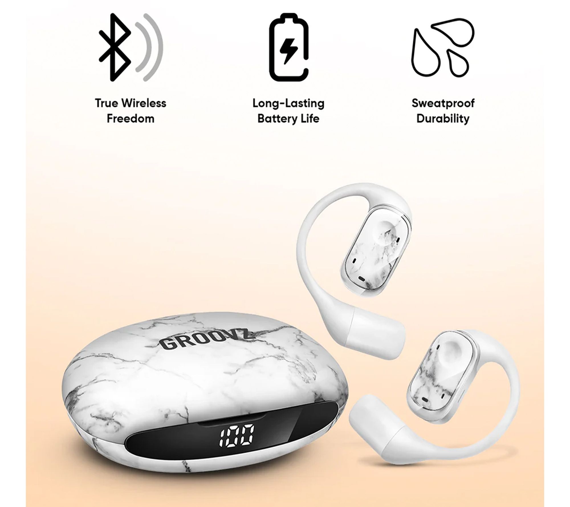 Groovz Open Ear True Wireless Headphones with Charging Case - QVC.com