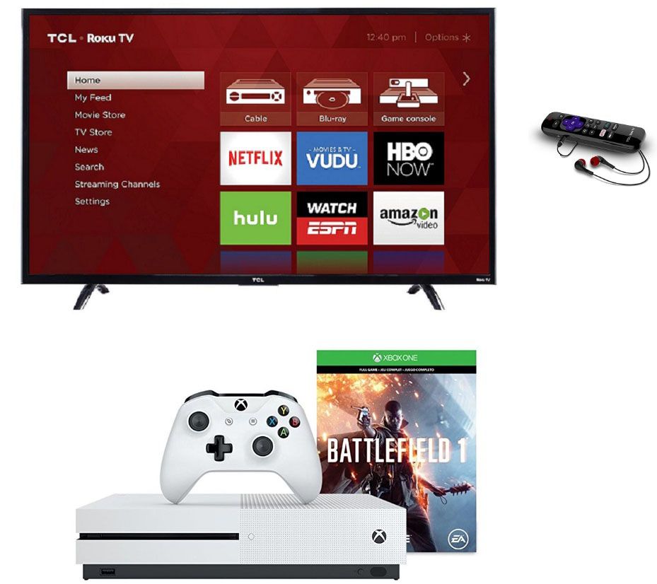 Xbox One S 500GB Battlefield 1 with TCL 43" Roku 4K Ultra HDT - QVC.com