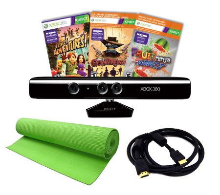 Microsoft Kinect Sensor with 3 Games, Green Yoga Mat, and More - QVC.com