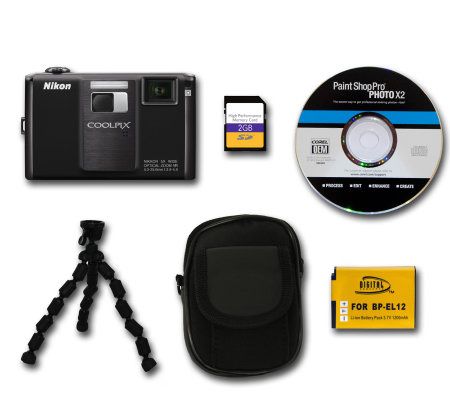 Nikon S1000pj 12MP Camera with Built-In Projector, Bag & Kit - QVC.com