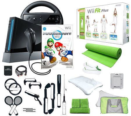 Nintendo Wii Mario Kart Bundle w/Wii Fit Plus and Accessories - QVC.com