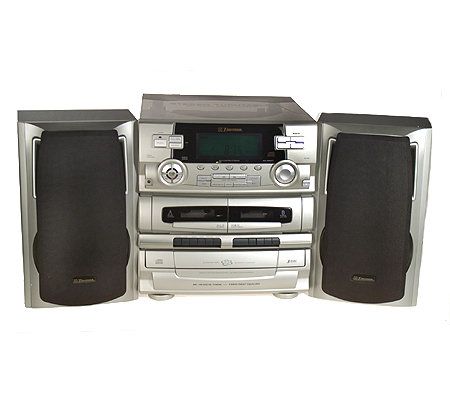 Emerson Stereo w/ 5 CD Changer,3 Speed Turntable & Dual Cassette — QVC.com