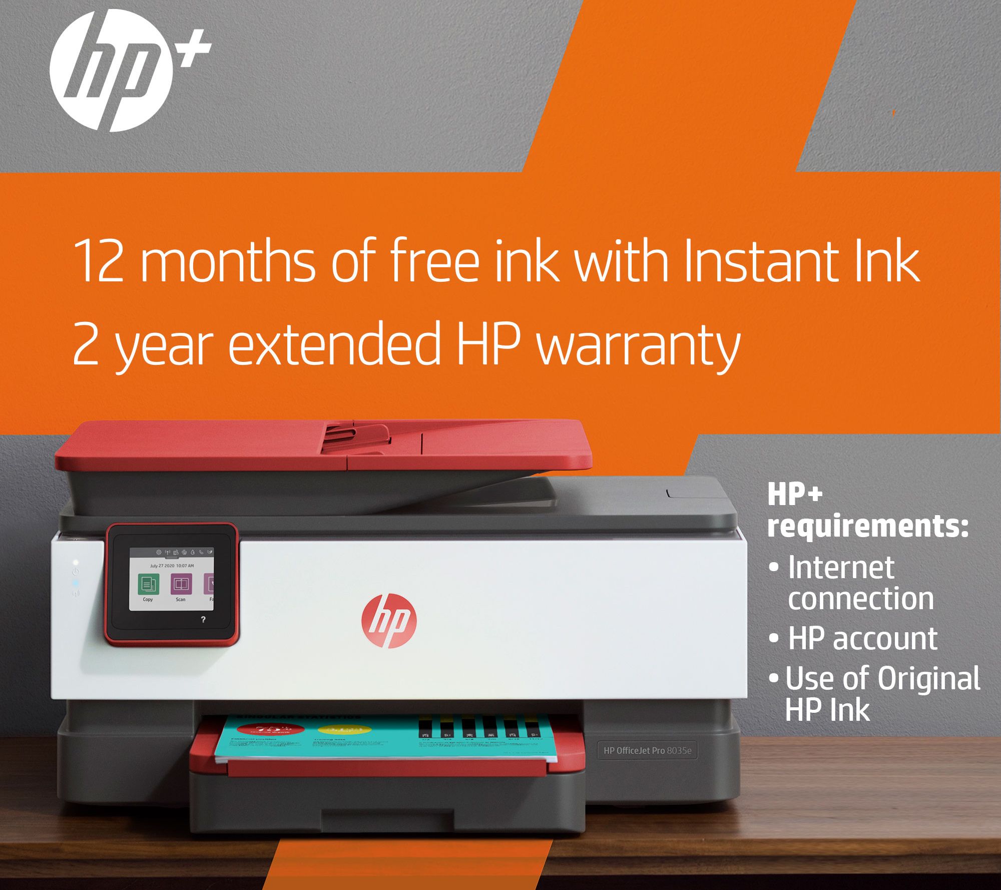 HP OfficeJet Pro 8035e Printer with 1-Year Instant Ink - QVC.com