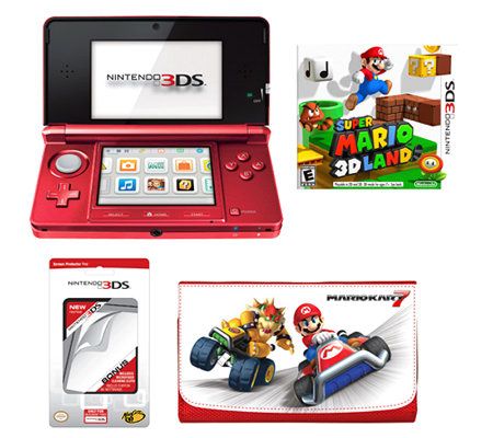 Nintendo 3DS Red System with Super Mario 3D & Accessories - QVC.com