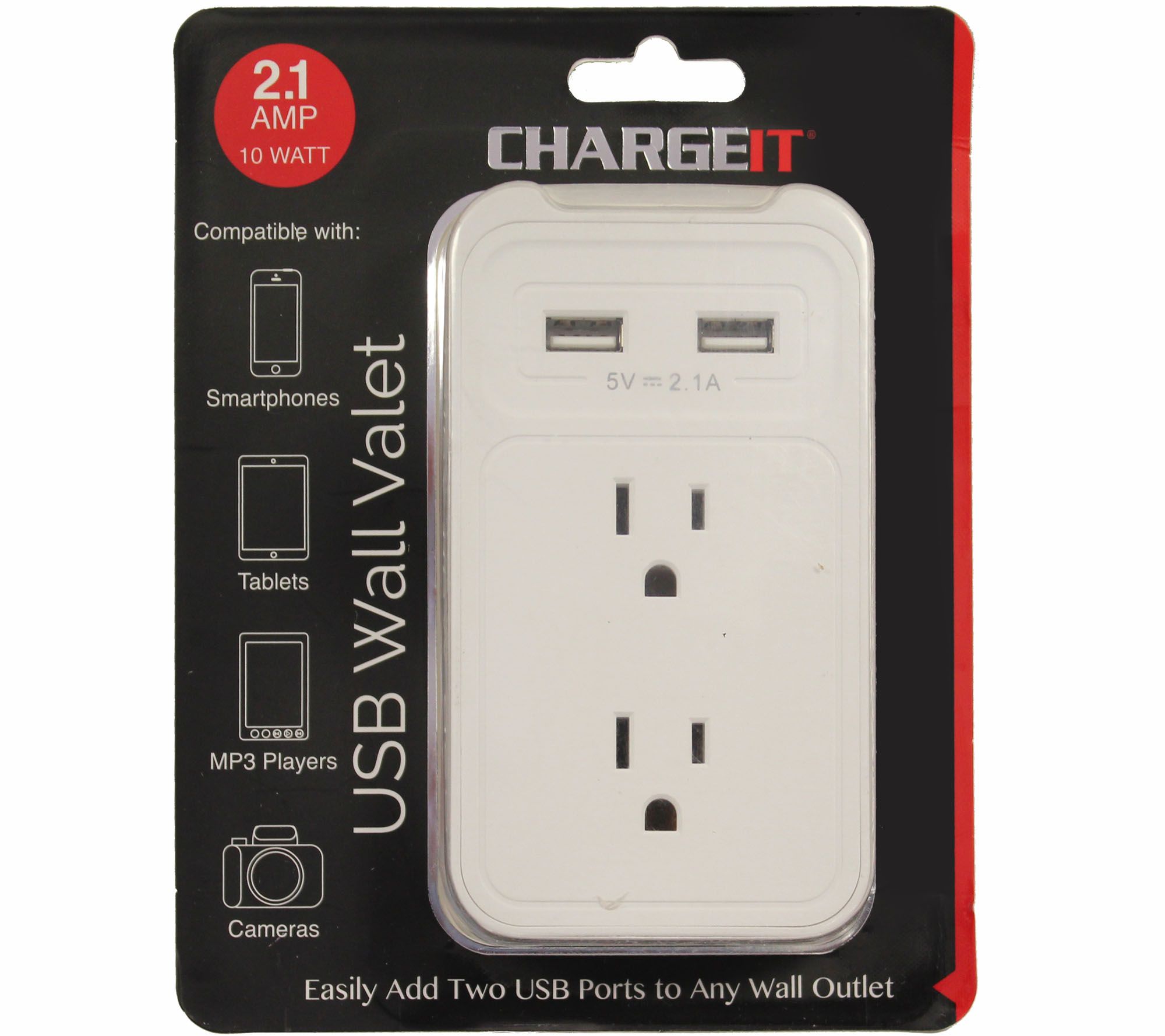 Set of (2) ChargeIt! USB Wall Charger Outlet Valet - QVC.com