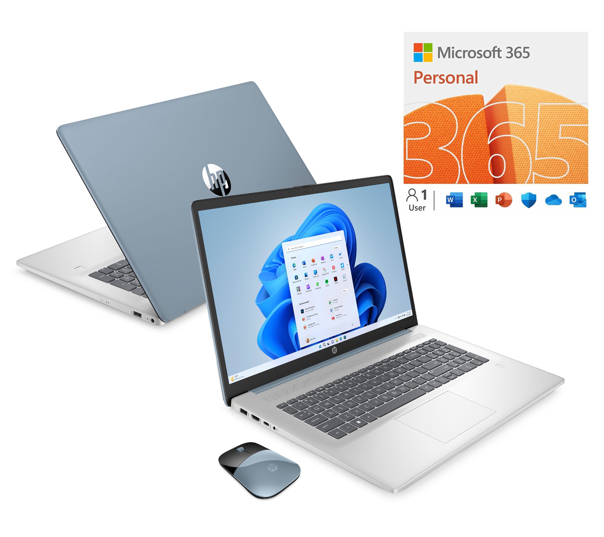 HP 17" Laptop Intel N200 4GB RAM 128GB SSD W/ HP Wireless Mouse & MS365 ...