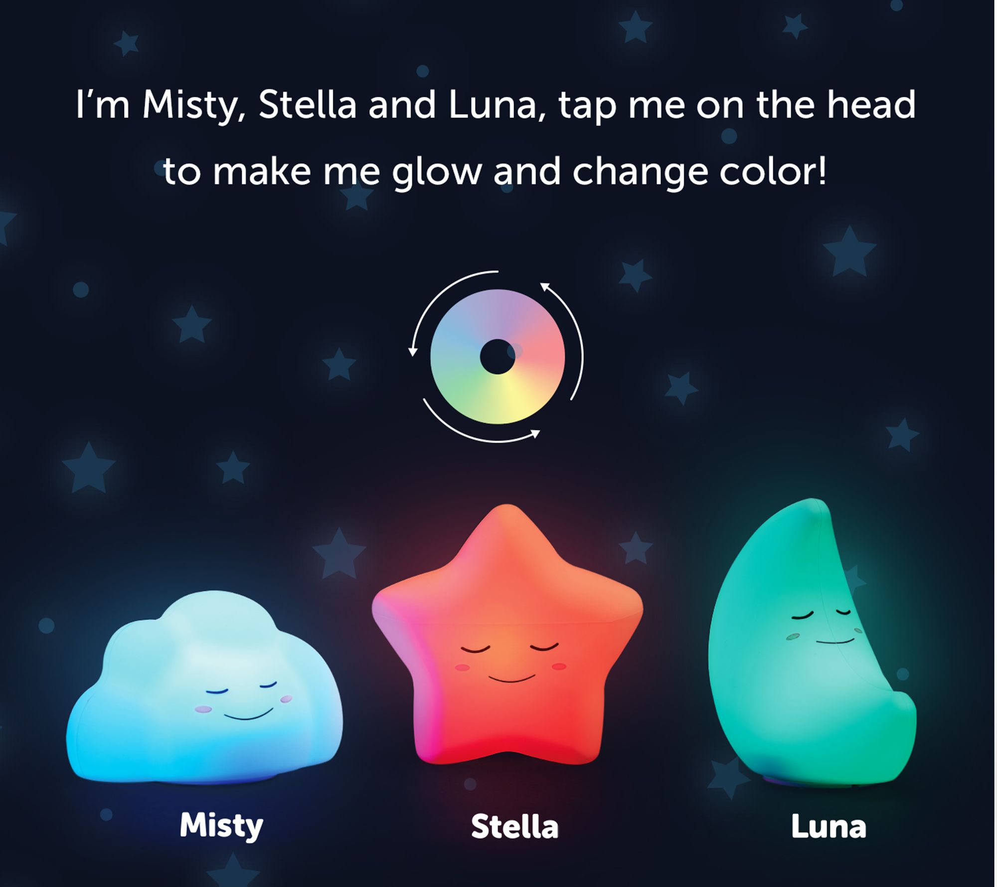 Globe Electric Set of 3 Multicolor Rechargable Tap Night Lights - QVC.com