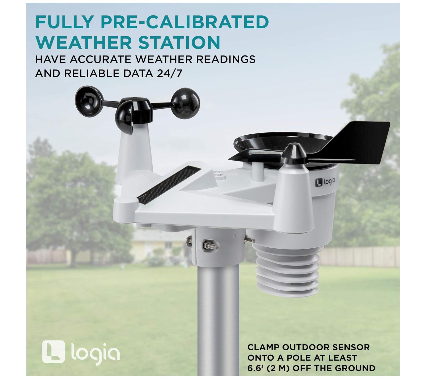 Logia 5-in-1 Solar Weather Station w/ Temp, Humdity & More] - QVC.com
