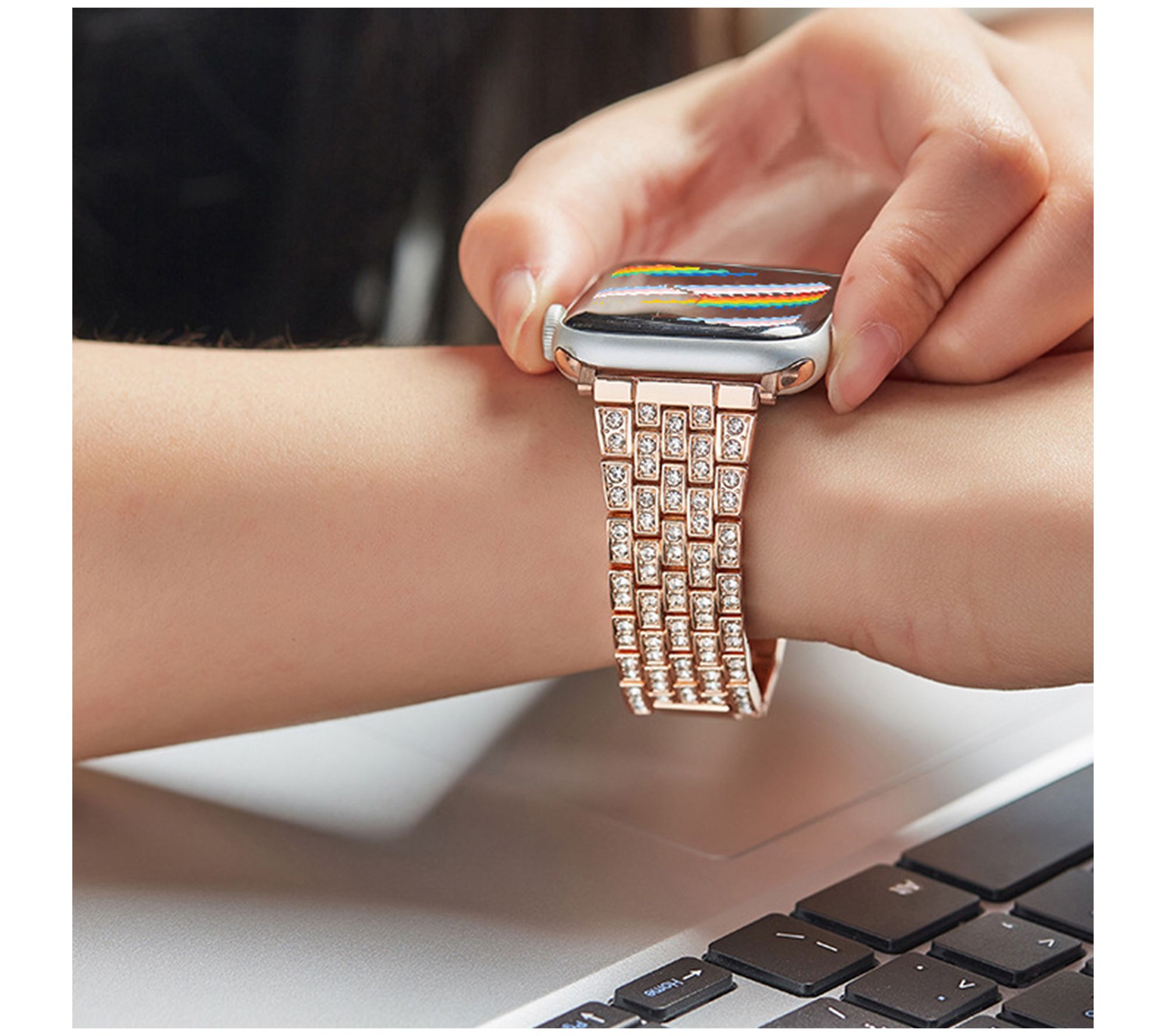 WorryFree Gadgets Bling Metal Band 38/40/41mm - QVC.com