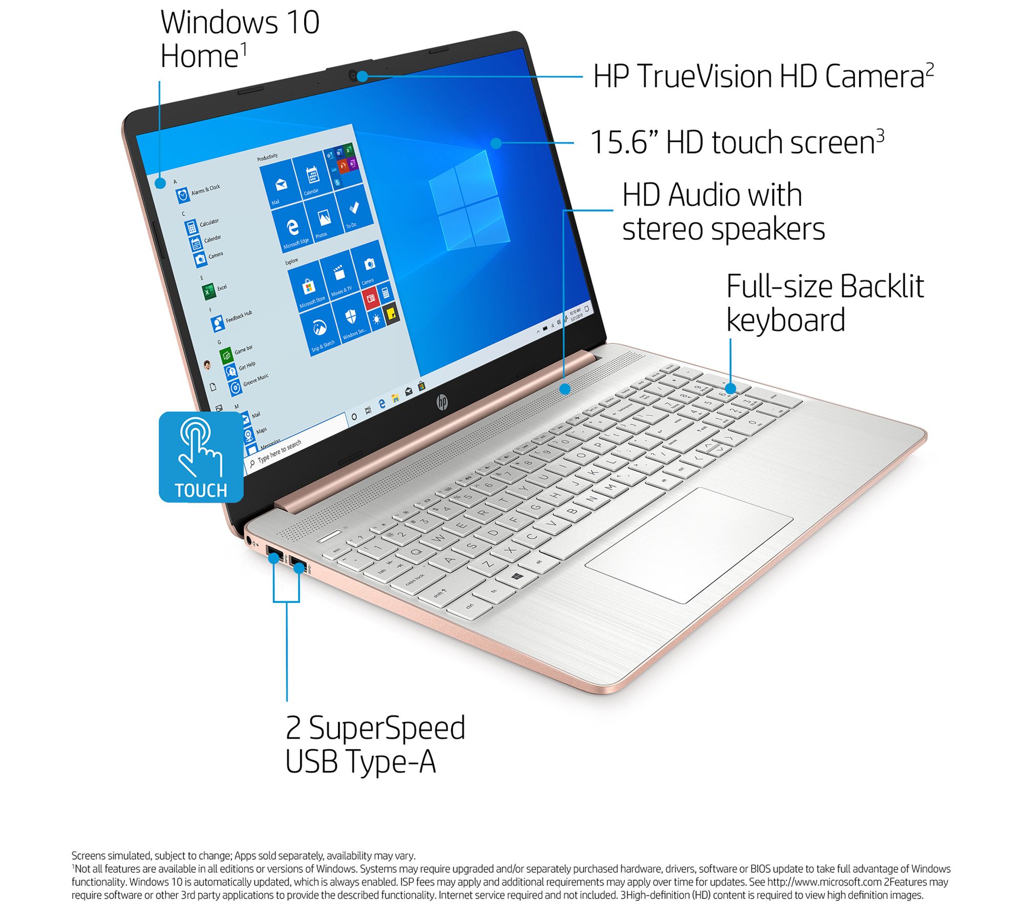 HP 15" Touch Laptop AMD 8GB RAM 256GB SSD with Printer & Microsoft 365 ...