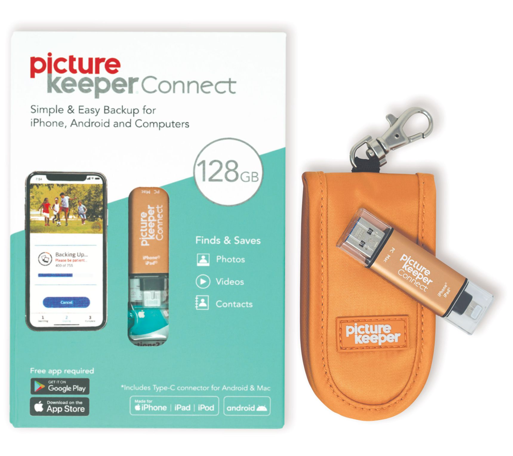 Picture Keeper Connect 128GB Digital Storage Device with Keychain - QVC.com