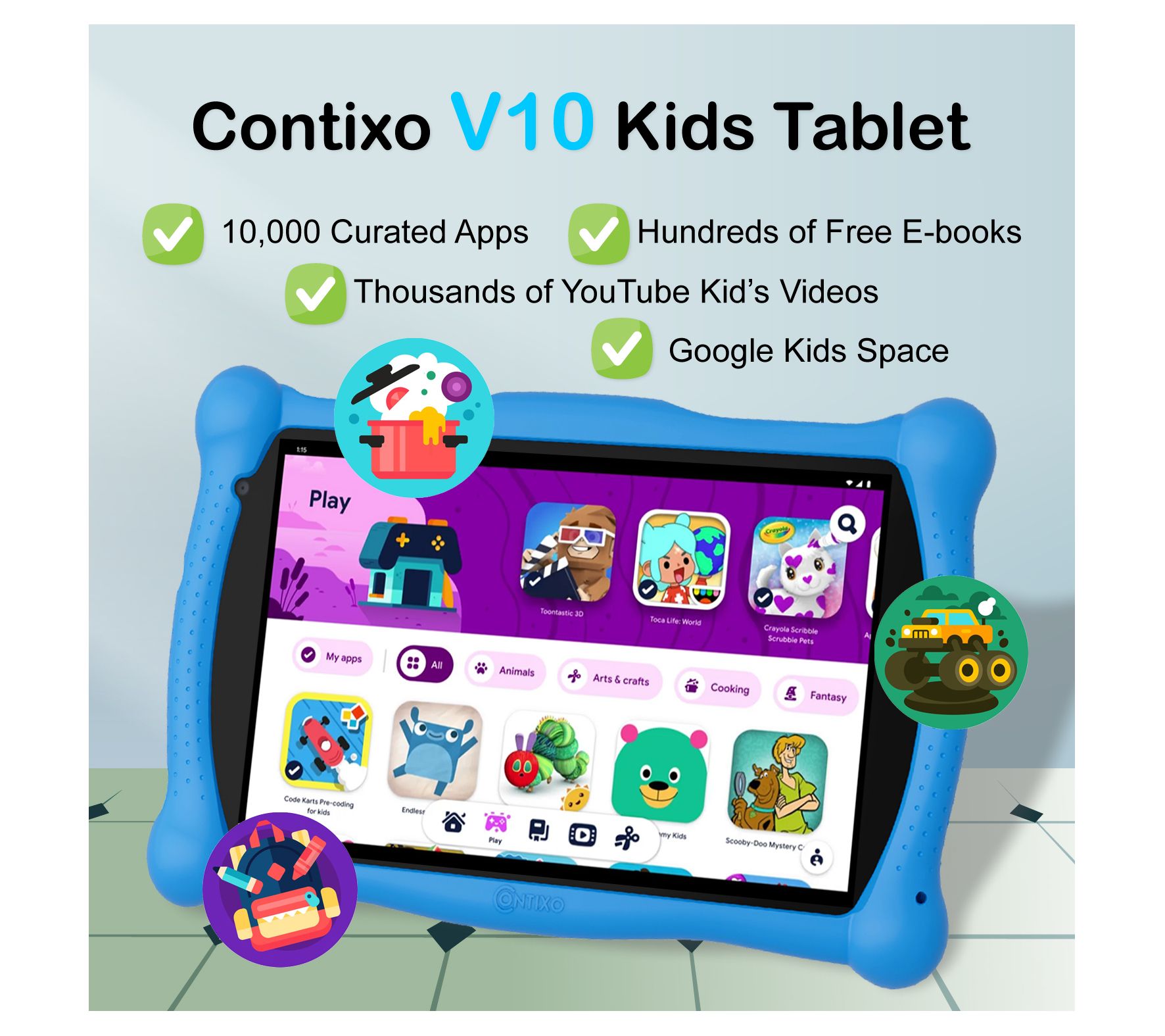 Contixo 7" 16GB Kids Tablet w/ Stylus & Smartwach - QVC.com
