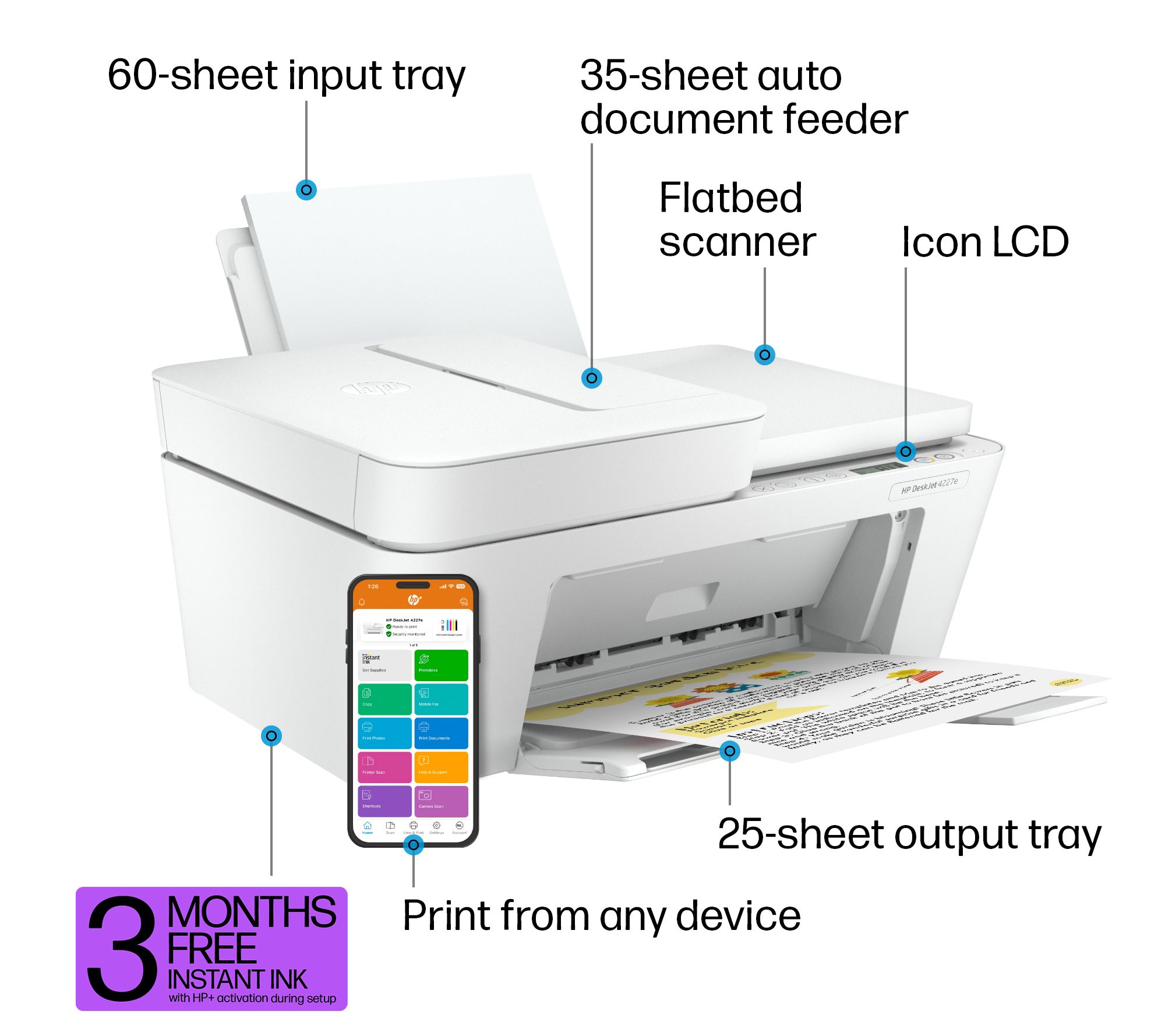 HP DeskJet 4227e All-in-One Color Printer w/ 3mo Free Ink - QVC.com