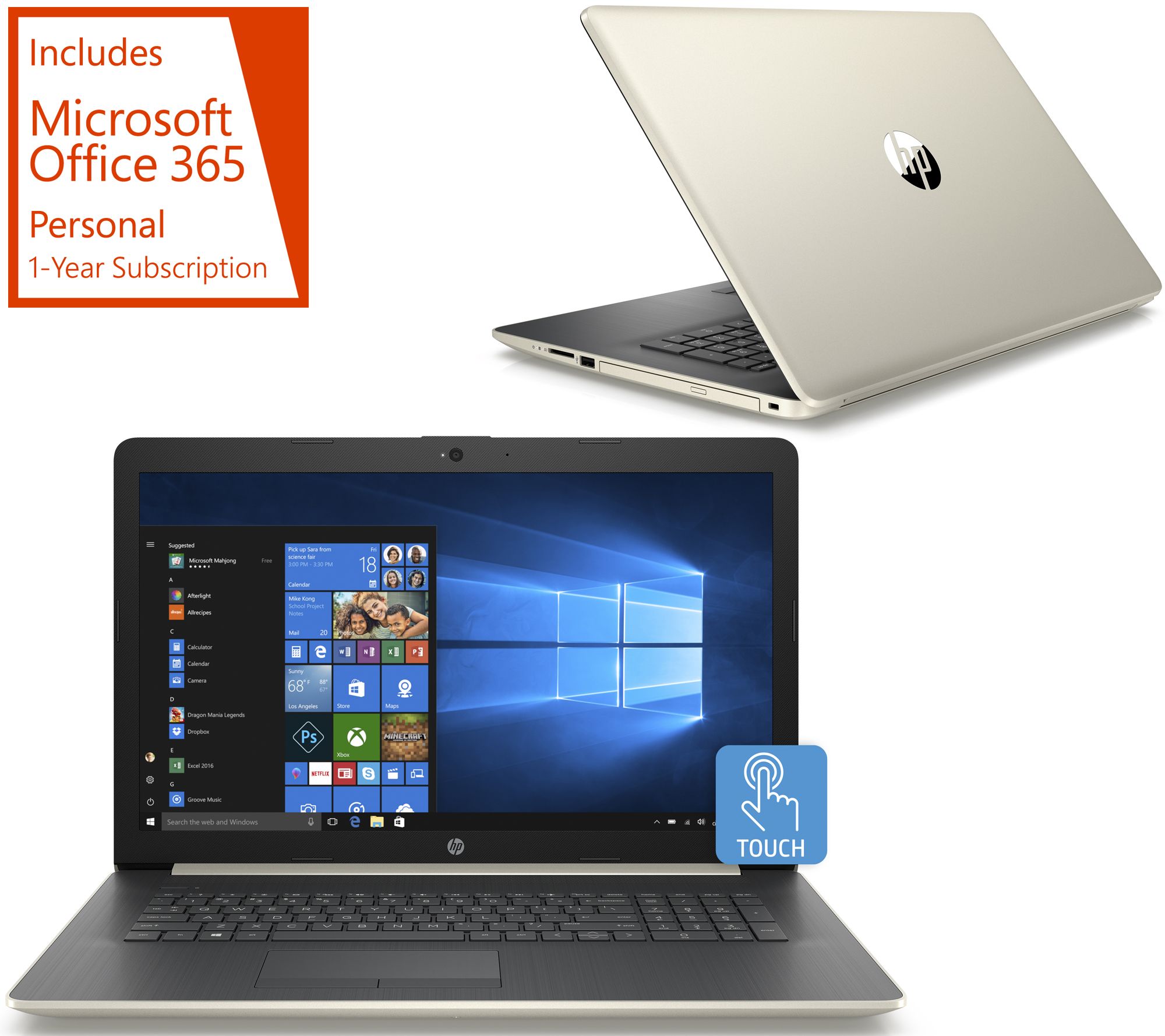 HP 15" Touch Laptop A9 8GB RAM 2TB HDD w/Office 365 w/ Office 365 - QVC.com
