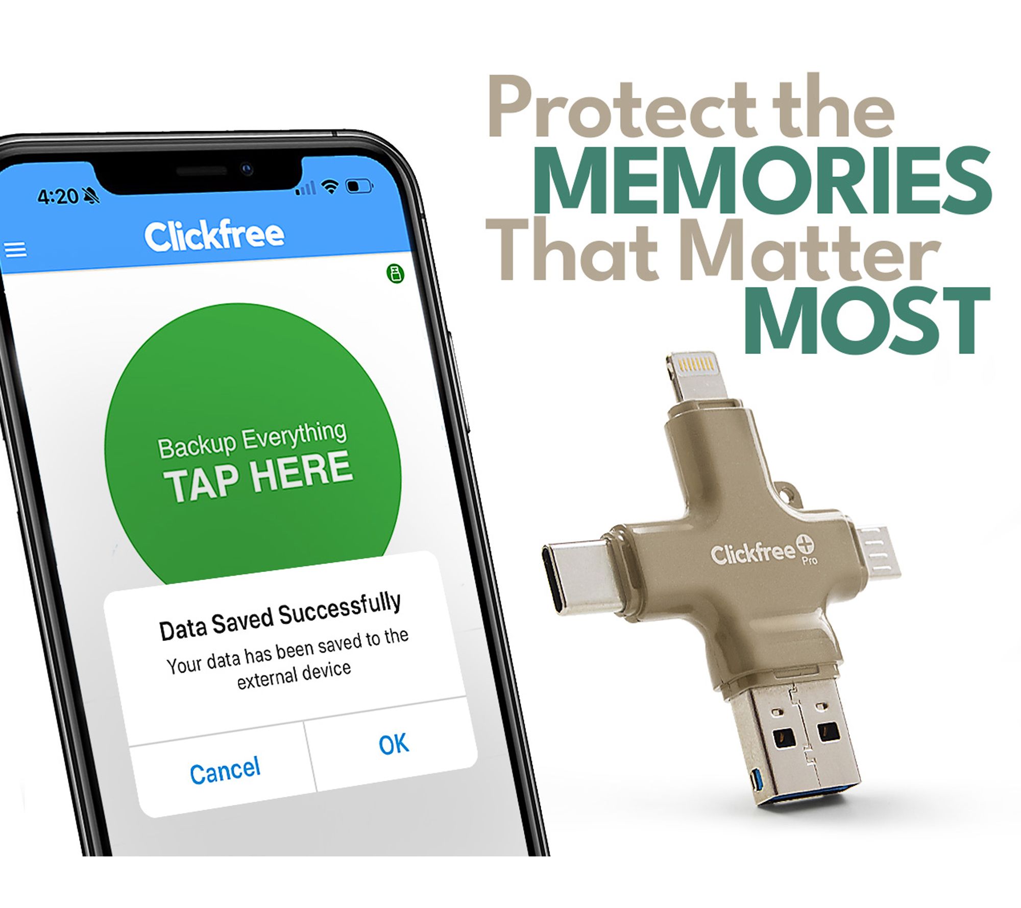 Clickfree Pro 128GB Universal Photo & Video Saver w/Case & 100 AI ...