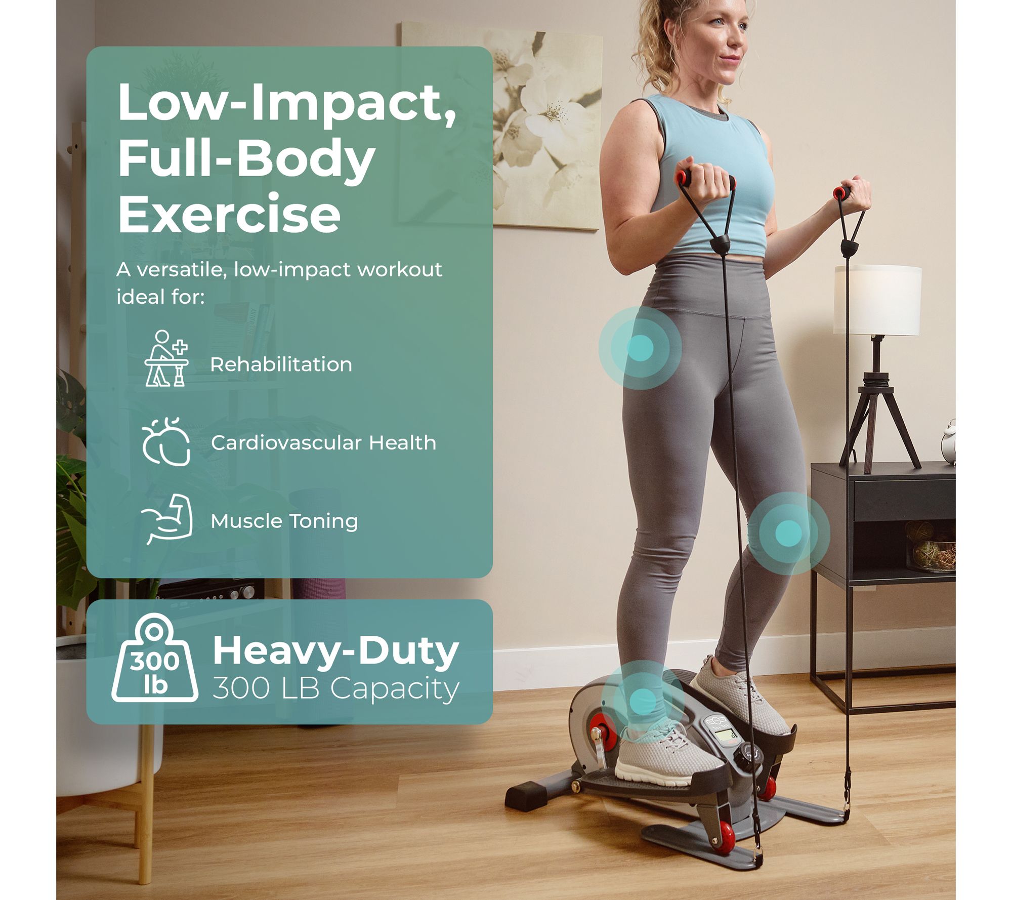 Sunny Smart Heavy-Duty Mini Elliptical with Bands - QVC.com