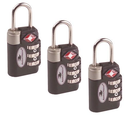 Austin House Set of 3 Combination Luggage Locks - QVC.com