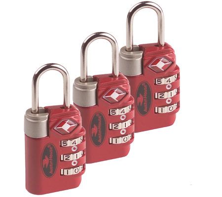 Austin House Set of 3 Combination Luggage Locks - QVC.com