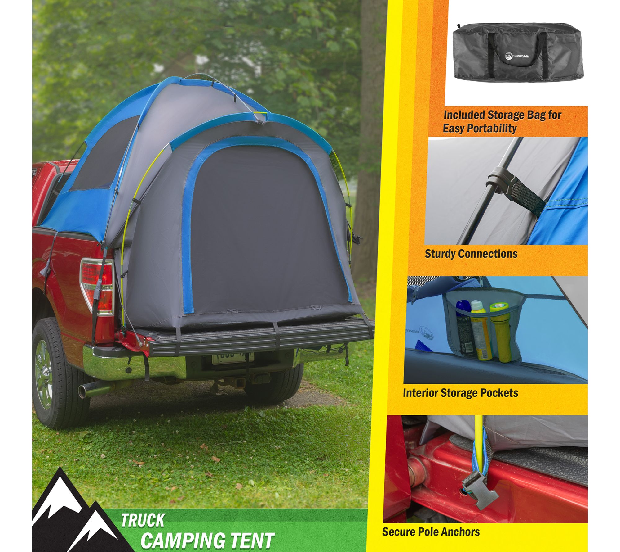 Wakeman Truck Bed Tent Water-Resistant Vented Camper Shell - QVC.com