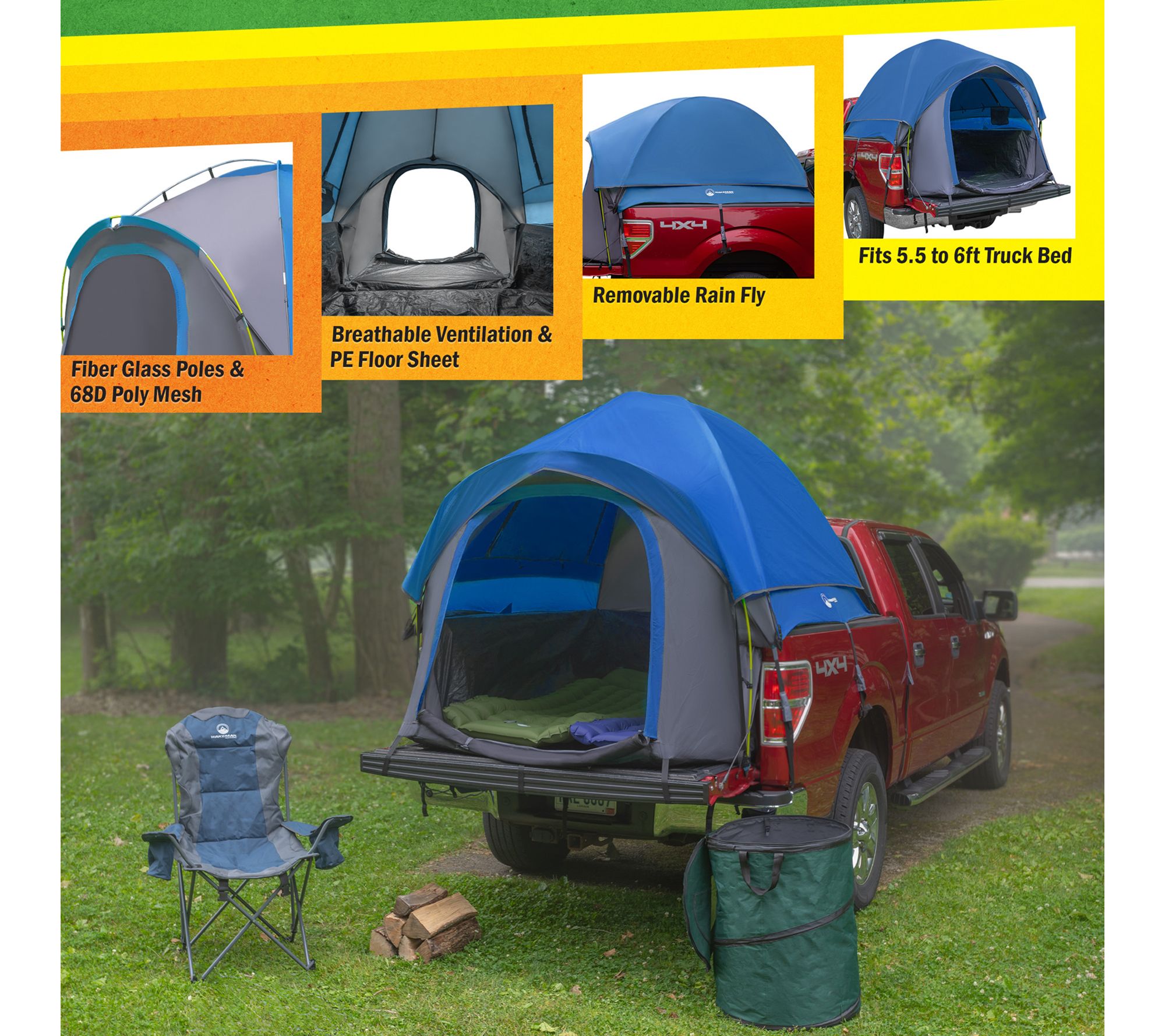 Wakeman Truck Bed Tent Water-Resistant Vented Camper Shell - QVC.com