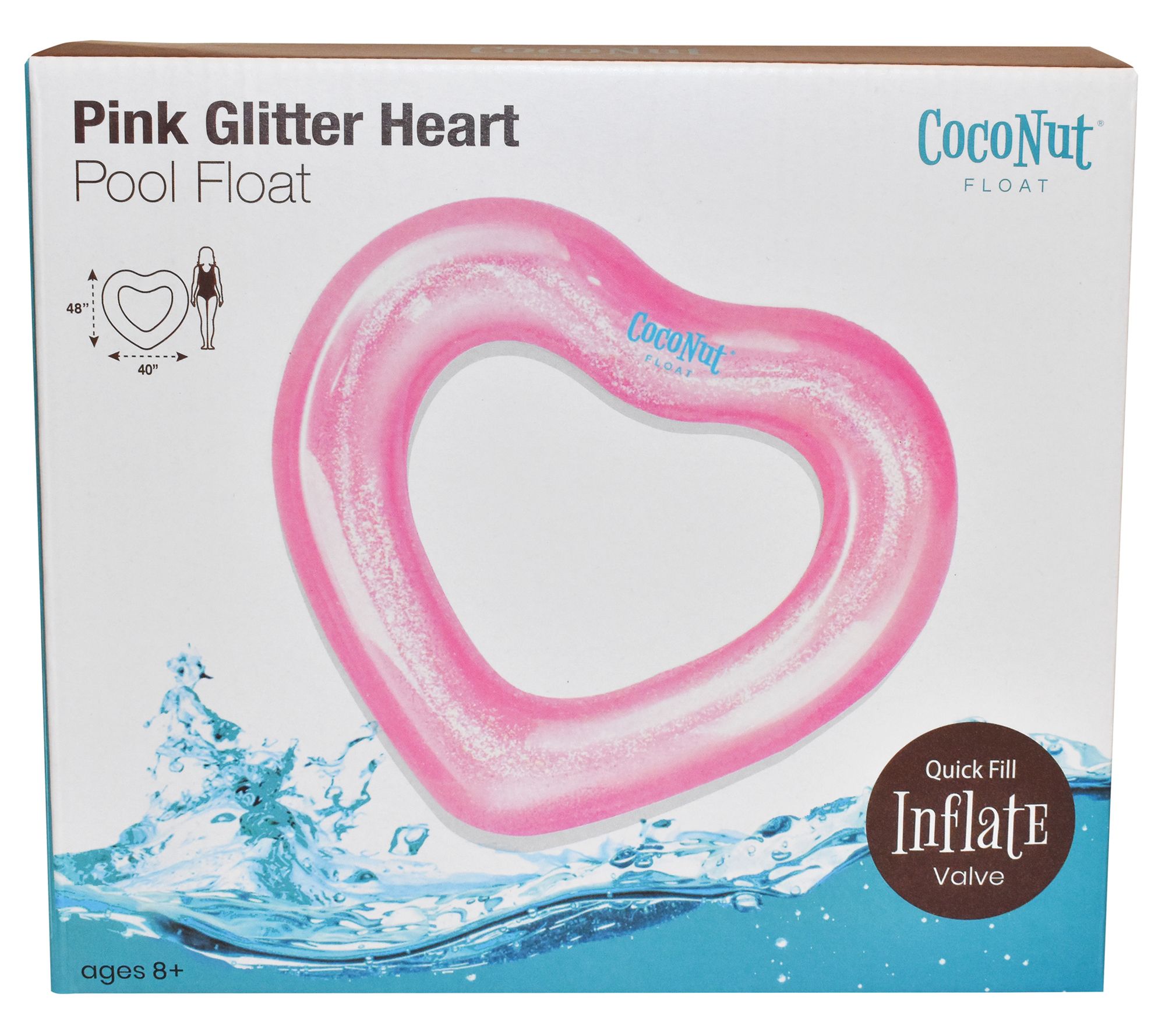 CocoNut Outdoor Pink Glitter Heart Pool Float - QVC.com