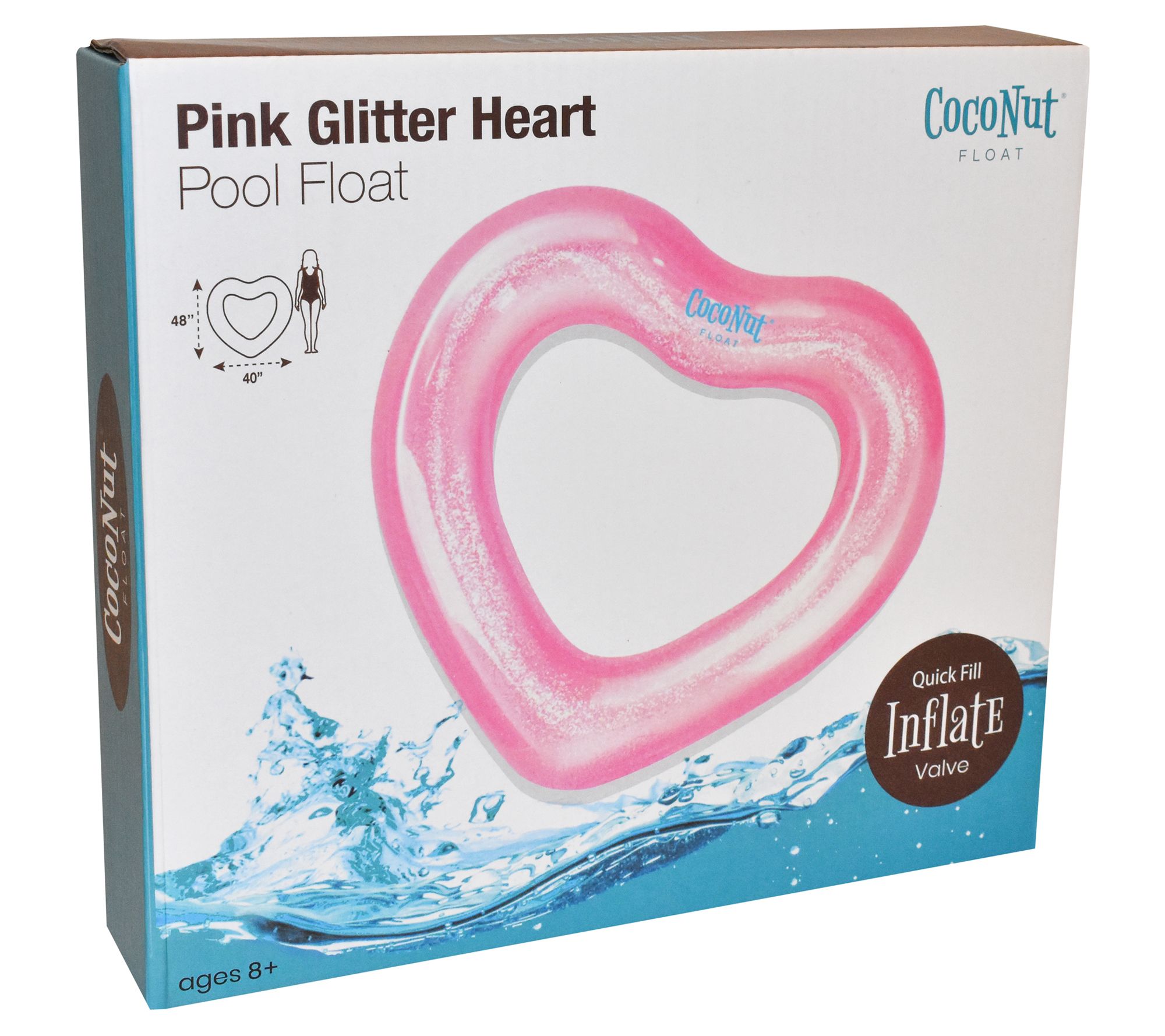 CocoNut Outdoor Pink Glitter Heart Pool Float - QVC.com
