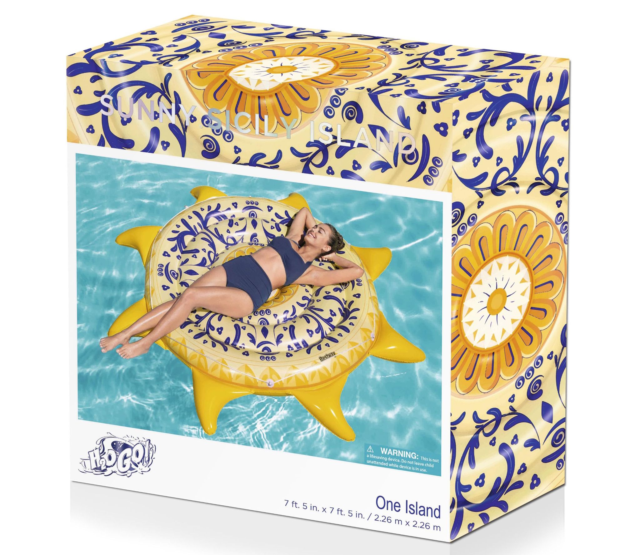 Bestway H2OGO! 7'5" Sunny Sicily Inflatable Pool Float - QVC.com