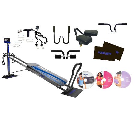 "As Is" Total Gym Ultima Silver w/3DVDs 2 Floor Mats & 10 Attachments ...