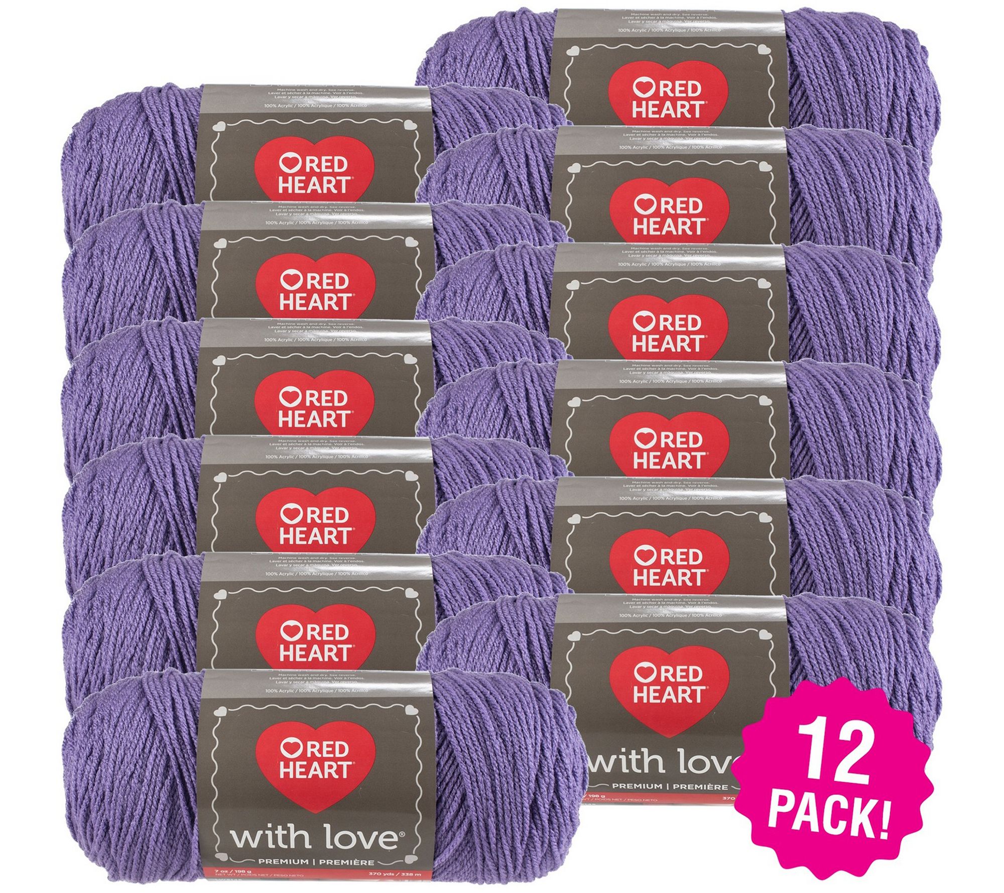 Red Heart Multipack of 12 Lilac With Love Yarn - QVC.com