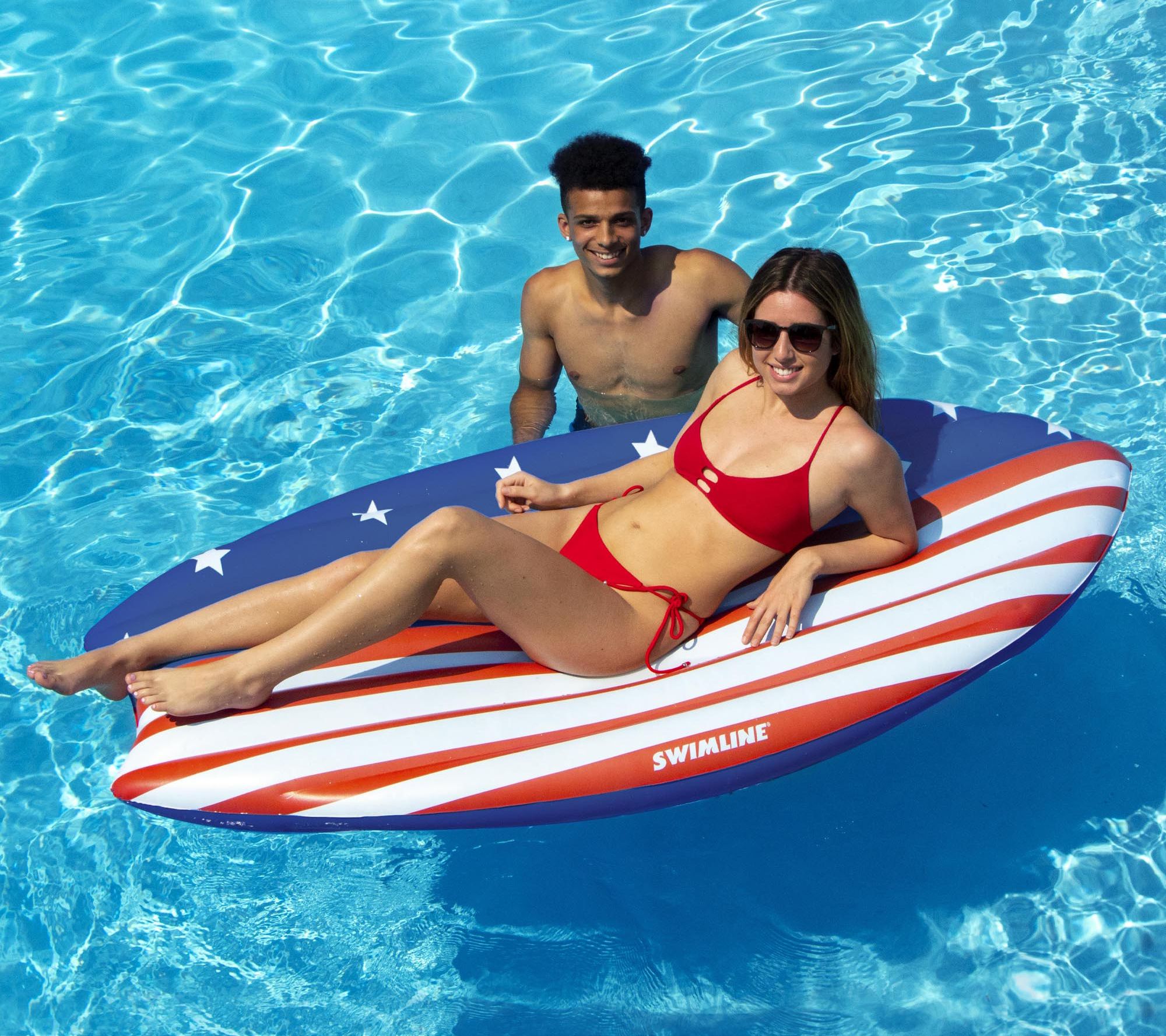 Swim Central Americana Swimming Pool Lounge Float - 73" - QVC.com