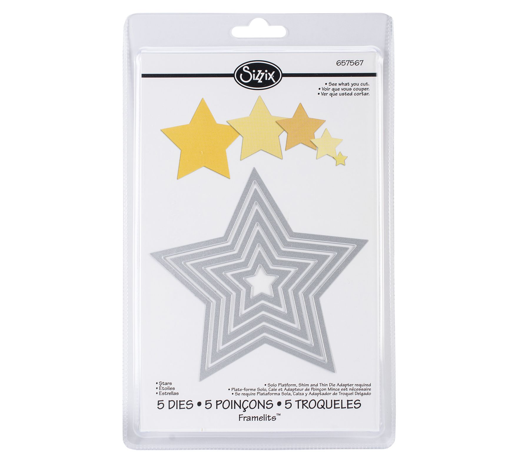 Sizzix Framelits 5pc Stars Die Set - QVC.com