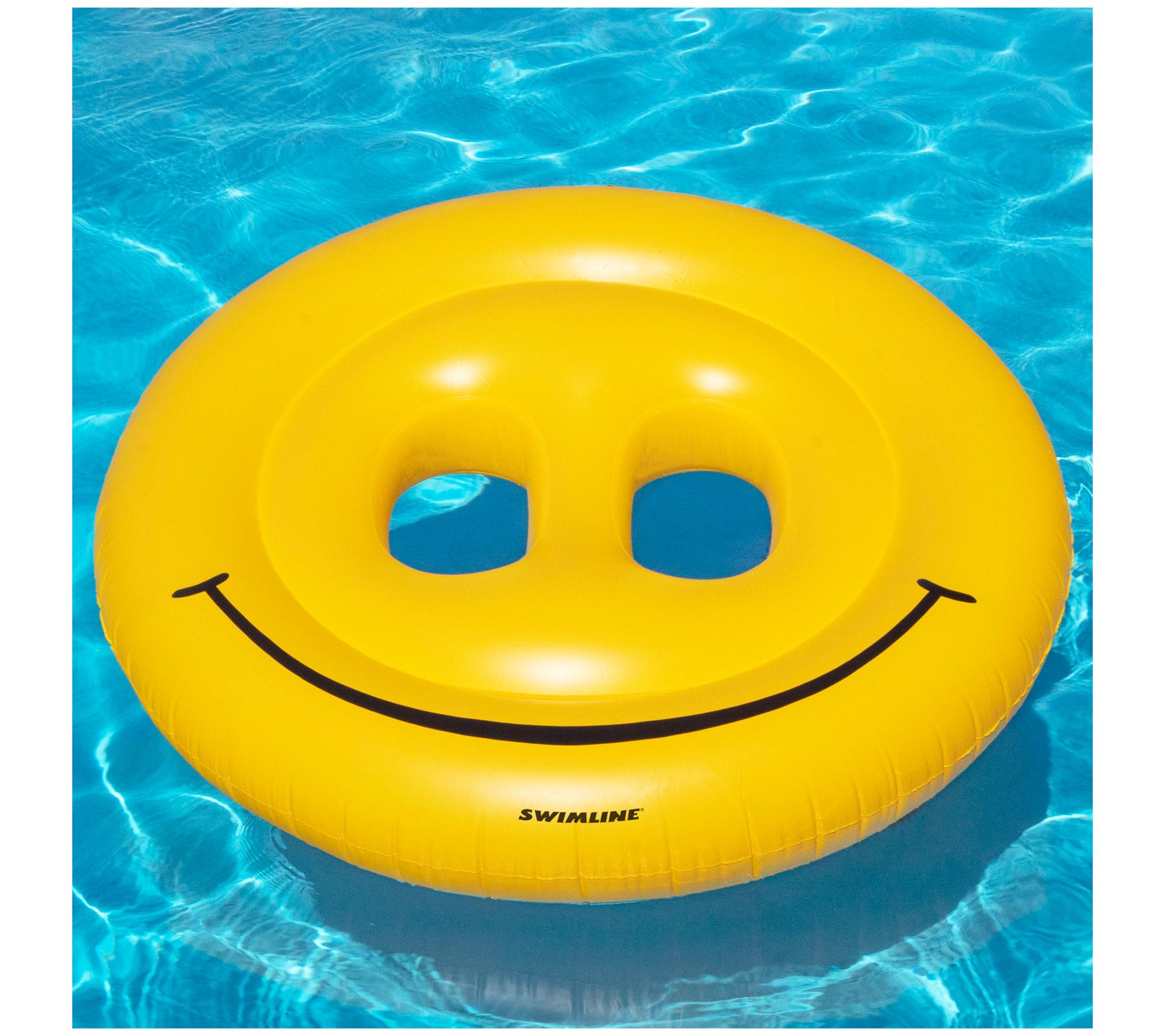 Swim Central 72" Yellow Smiley Face 2-Person Circular Raft - QVC.com