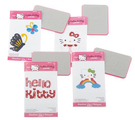 Sizzix Set of 4 Hello Kitty Sizzlits Dies - QVC.com