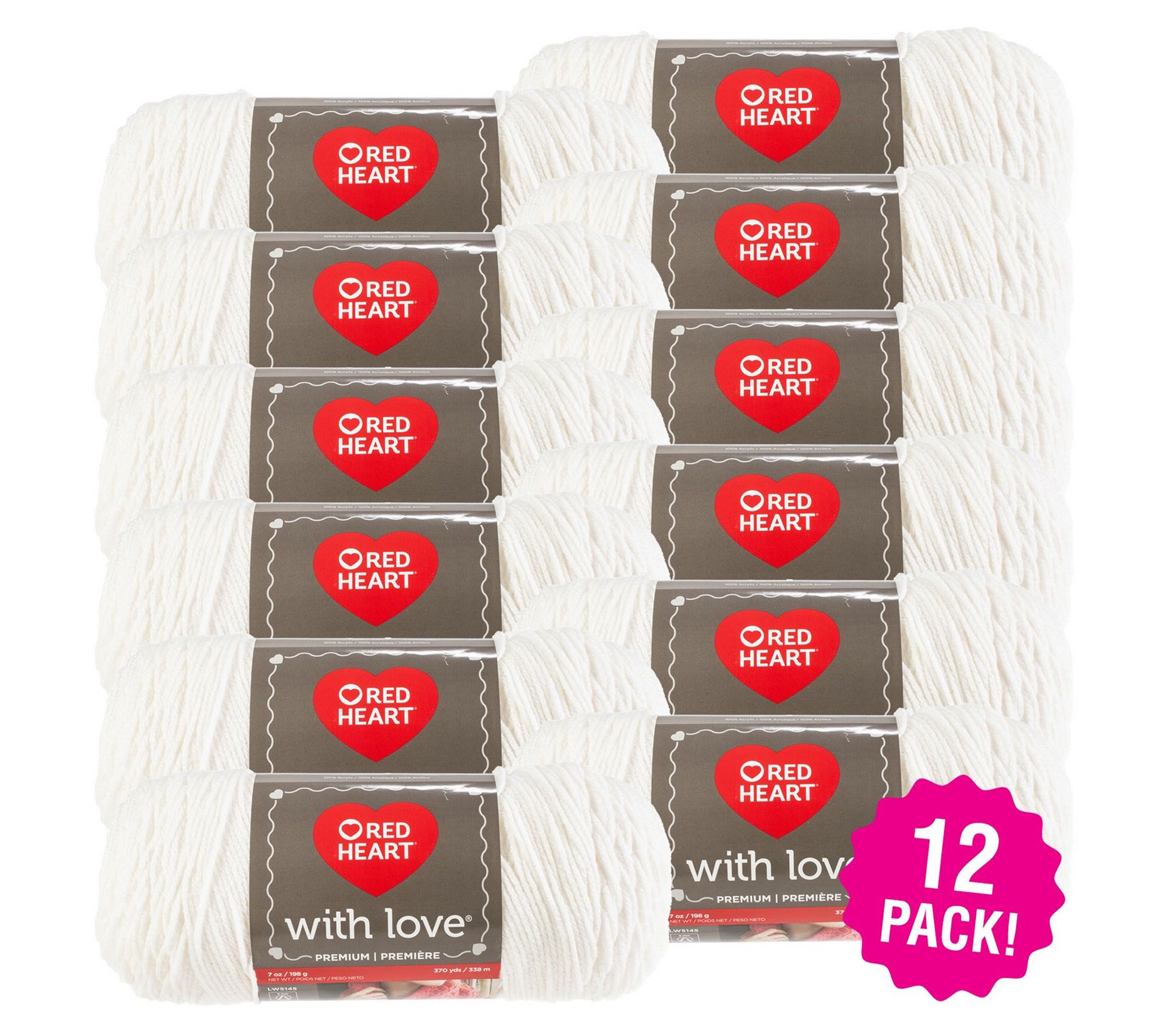 Red Heart Multipack of 12 Eggshell With Love Yarn - QVC.com