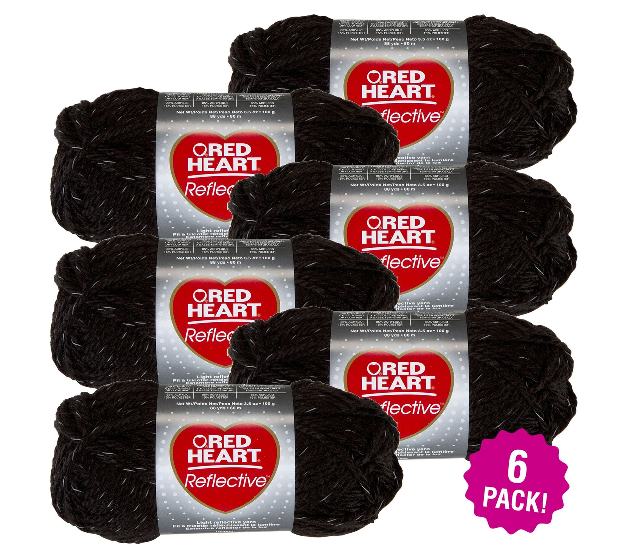 Red Heart Multipack of 6 Black Reflective Yarn - QVC.com