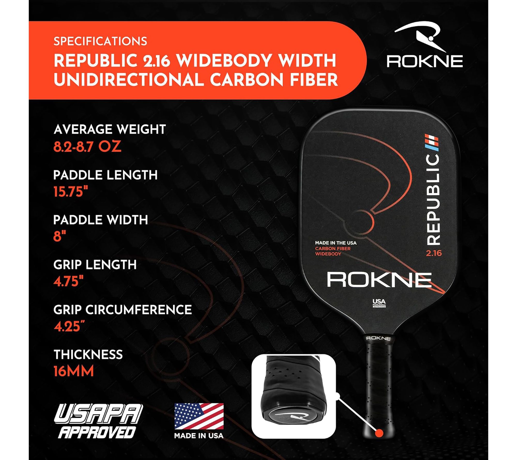 ROKNE Republic 2.16 (Widebody) Pickleball Paddle - QVC.com