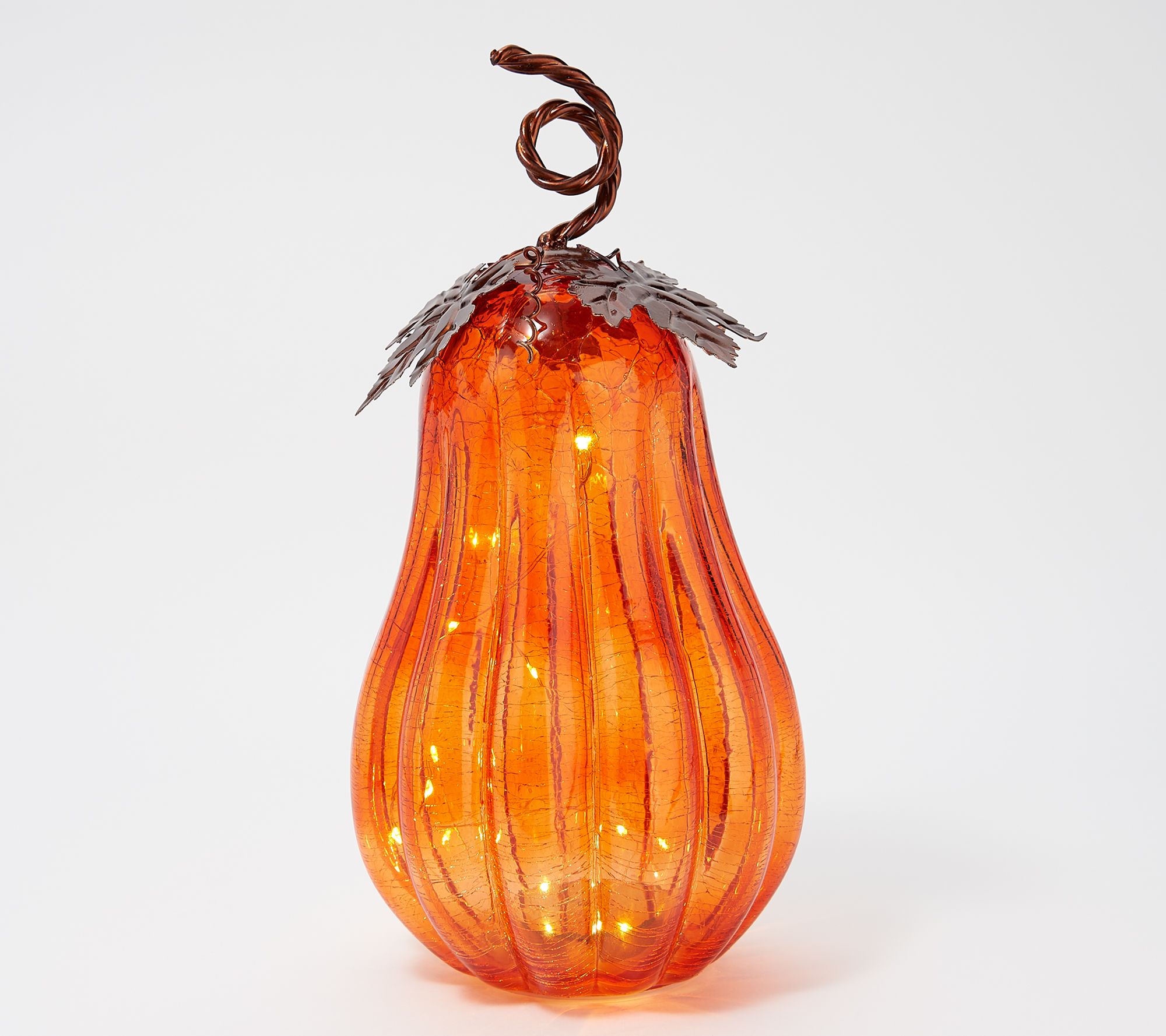 Illuminated Crackle Glass Gourd with Metal Accents by Valerie - QVC.com