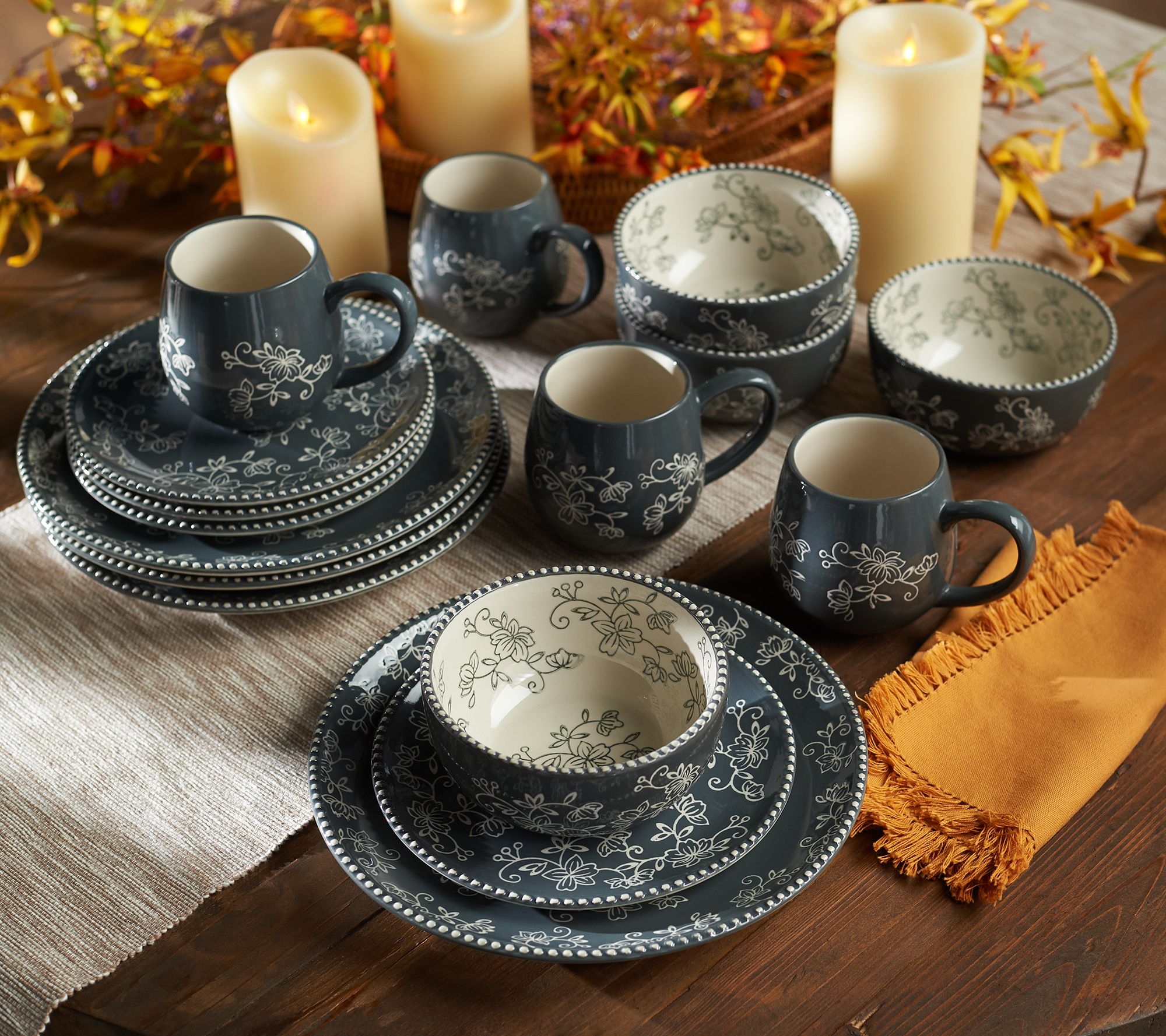 "As Is" Temp-tations Floral Lace 16-Piece Dinnerware Set - QVC.com