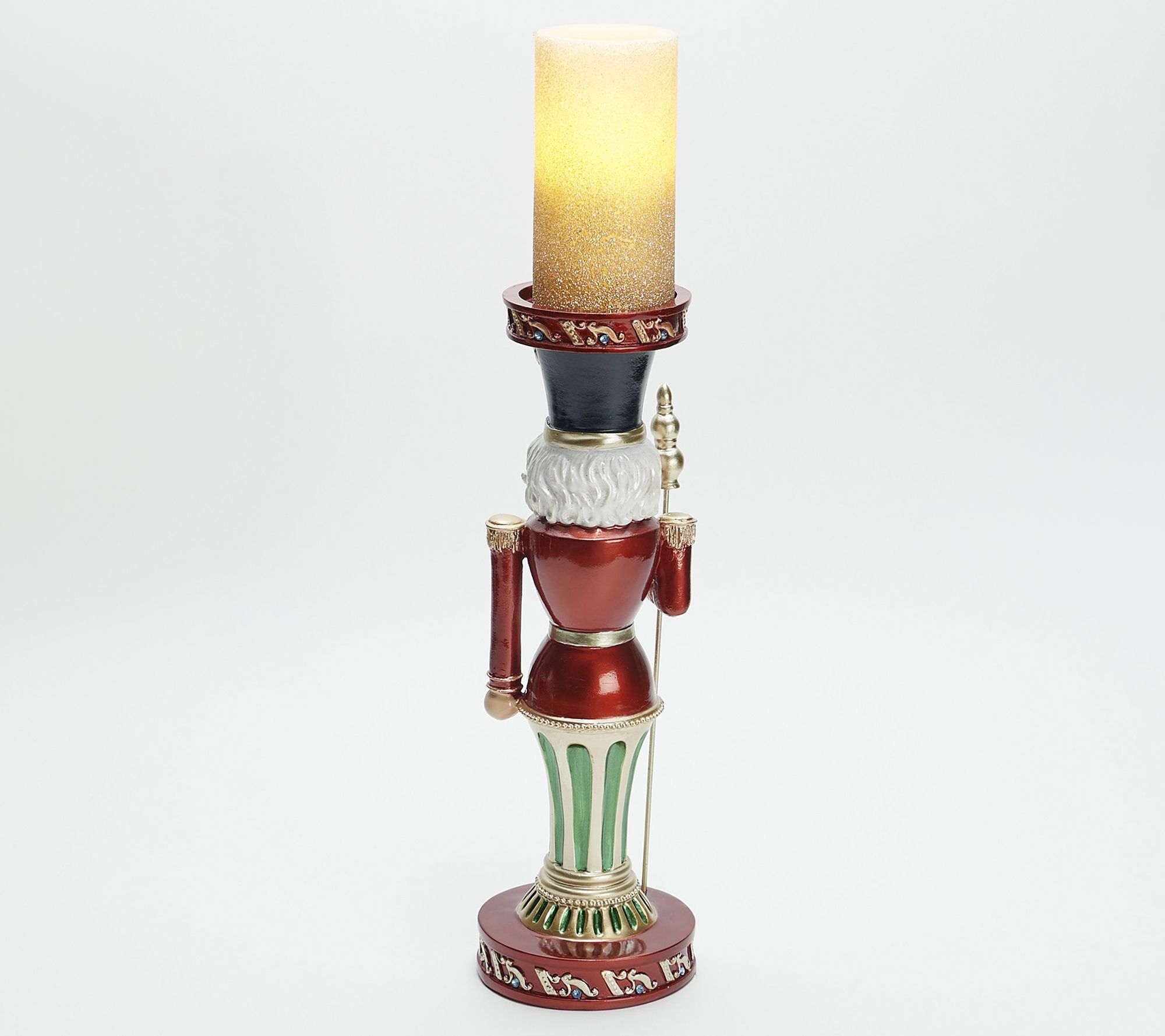 "As Is"Kringle Express 16" Nutcracker Candle Pillar w/LED Candle - QVC.com