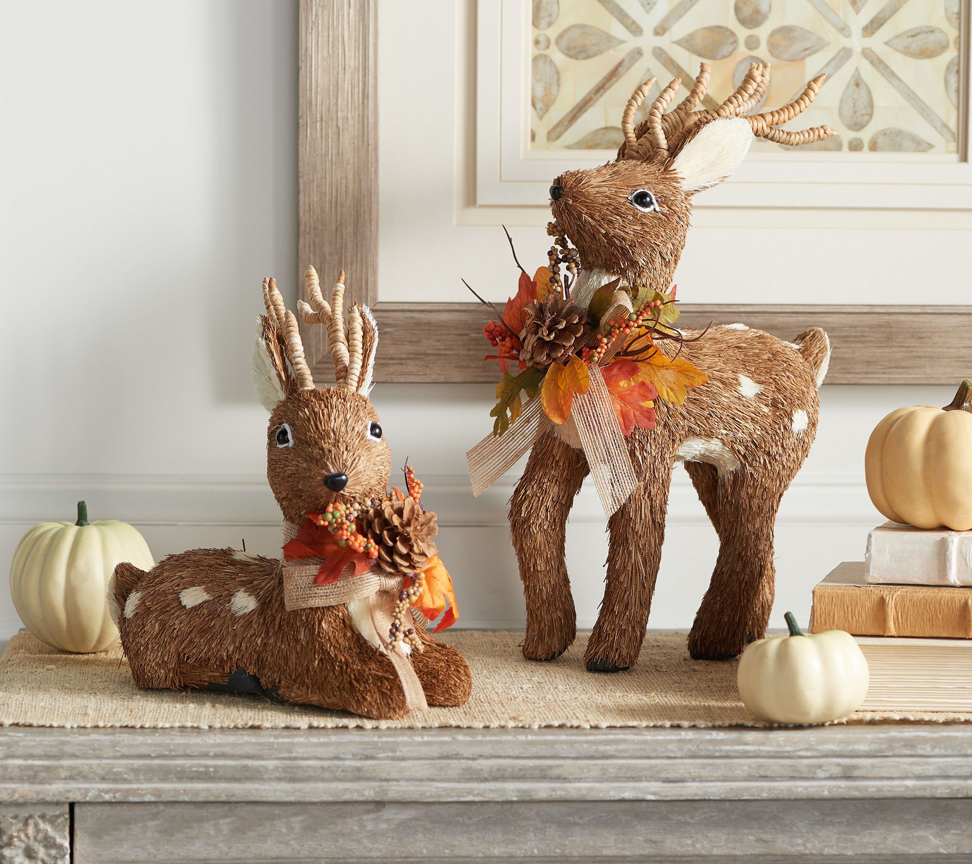 "As Is" 2-Piece Sisal Deer with Embellishments by Valerie - QVC.com