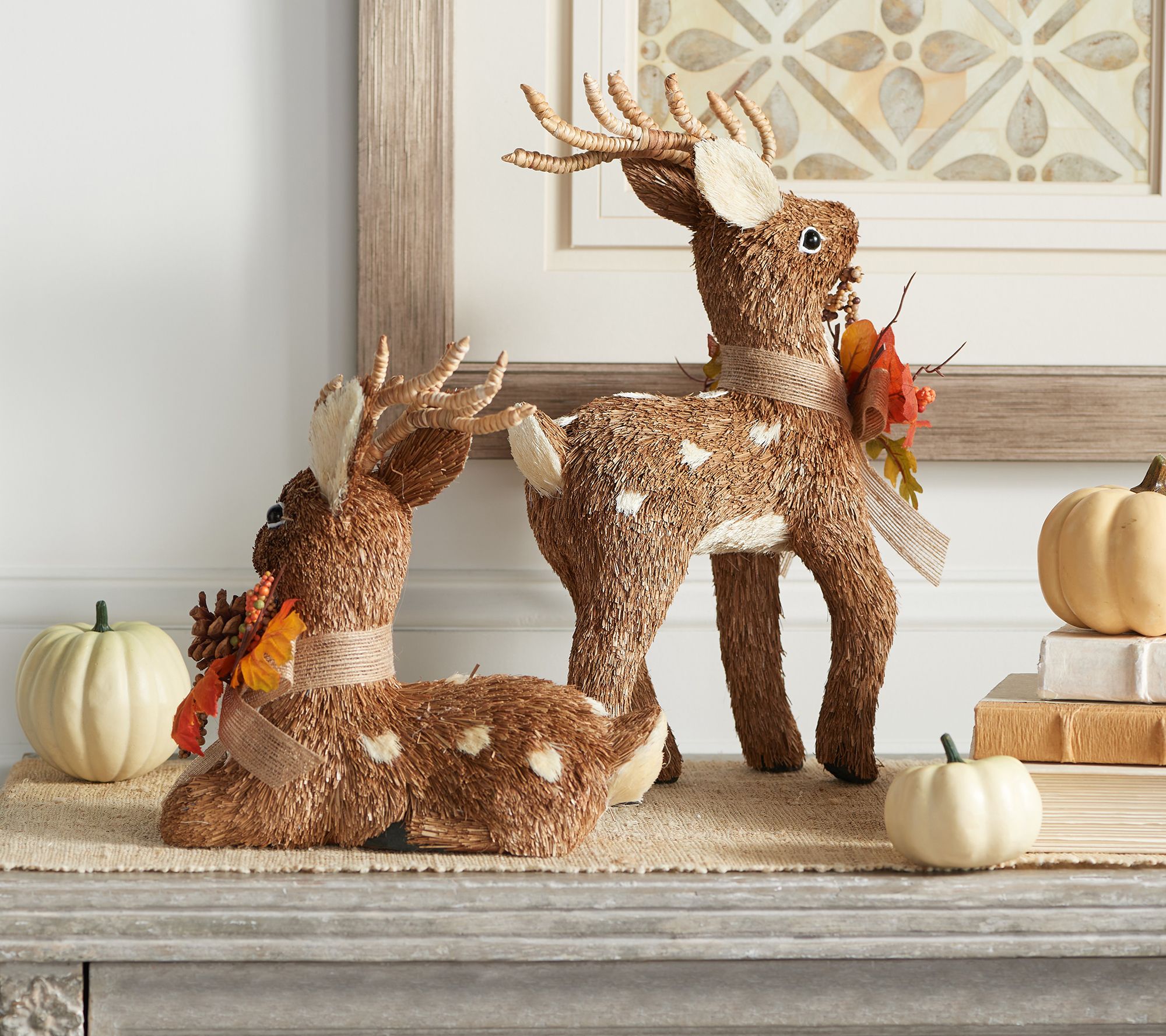"As Is" 2-Piece Sisal Deer with Embellishments by Valerie - QVC.com