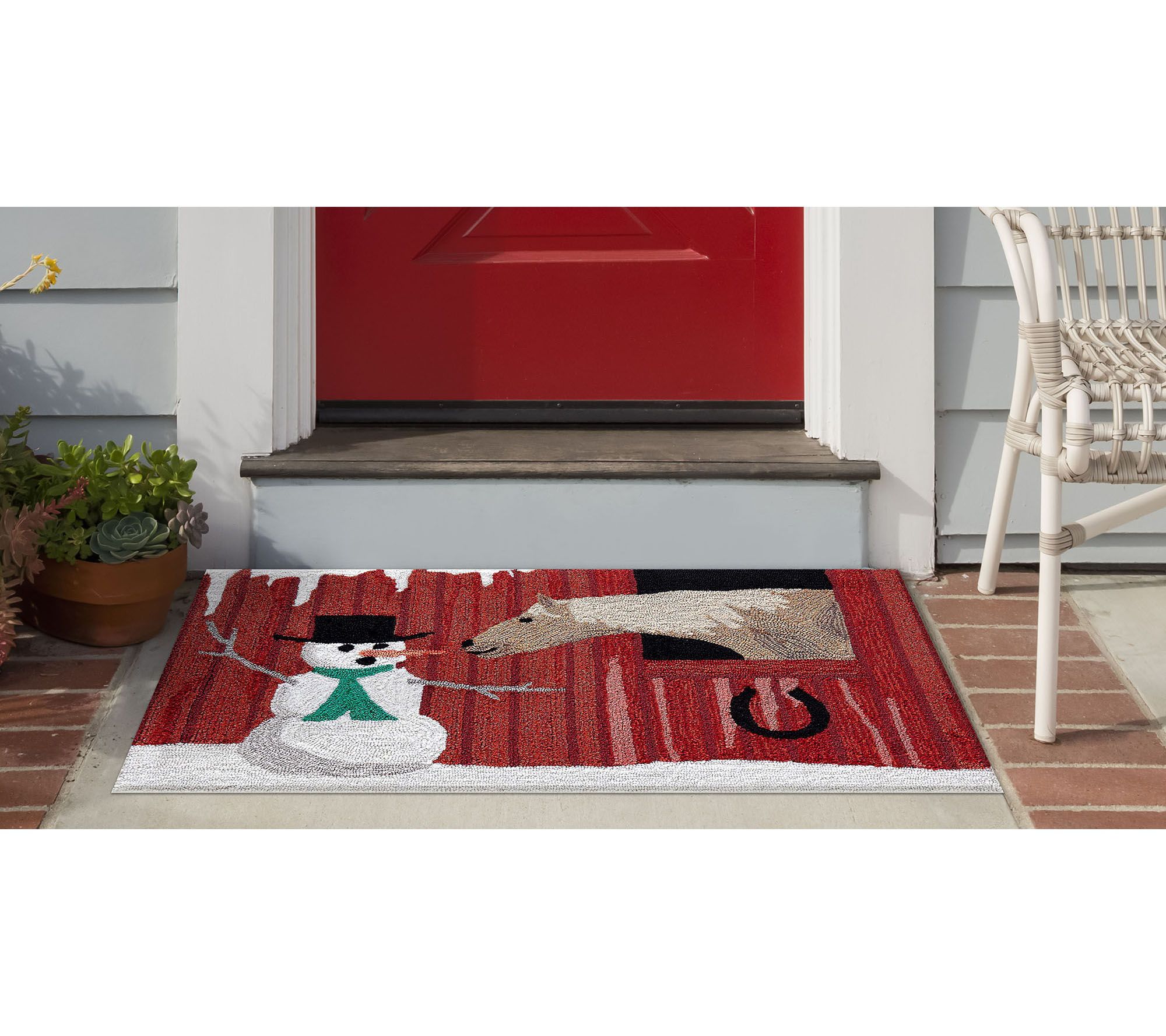 Liora Manne Frontporch Farm to Table Rug Red 30x 48" - QVC.com