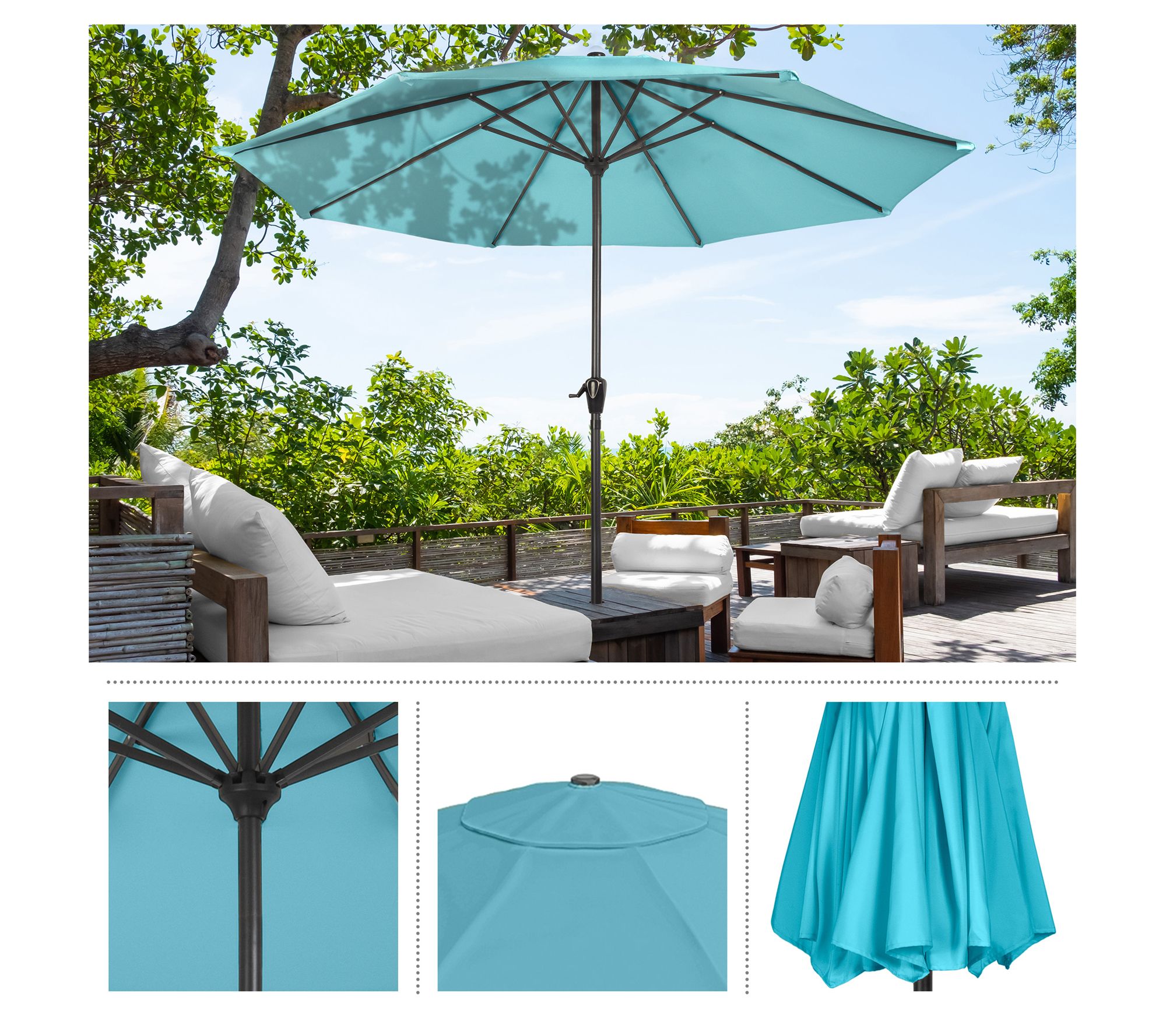 Pure Garden 9' Easy Crank Patio Umbrella Vented Canopy - QVC.com