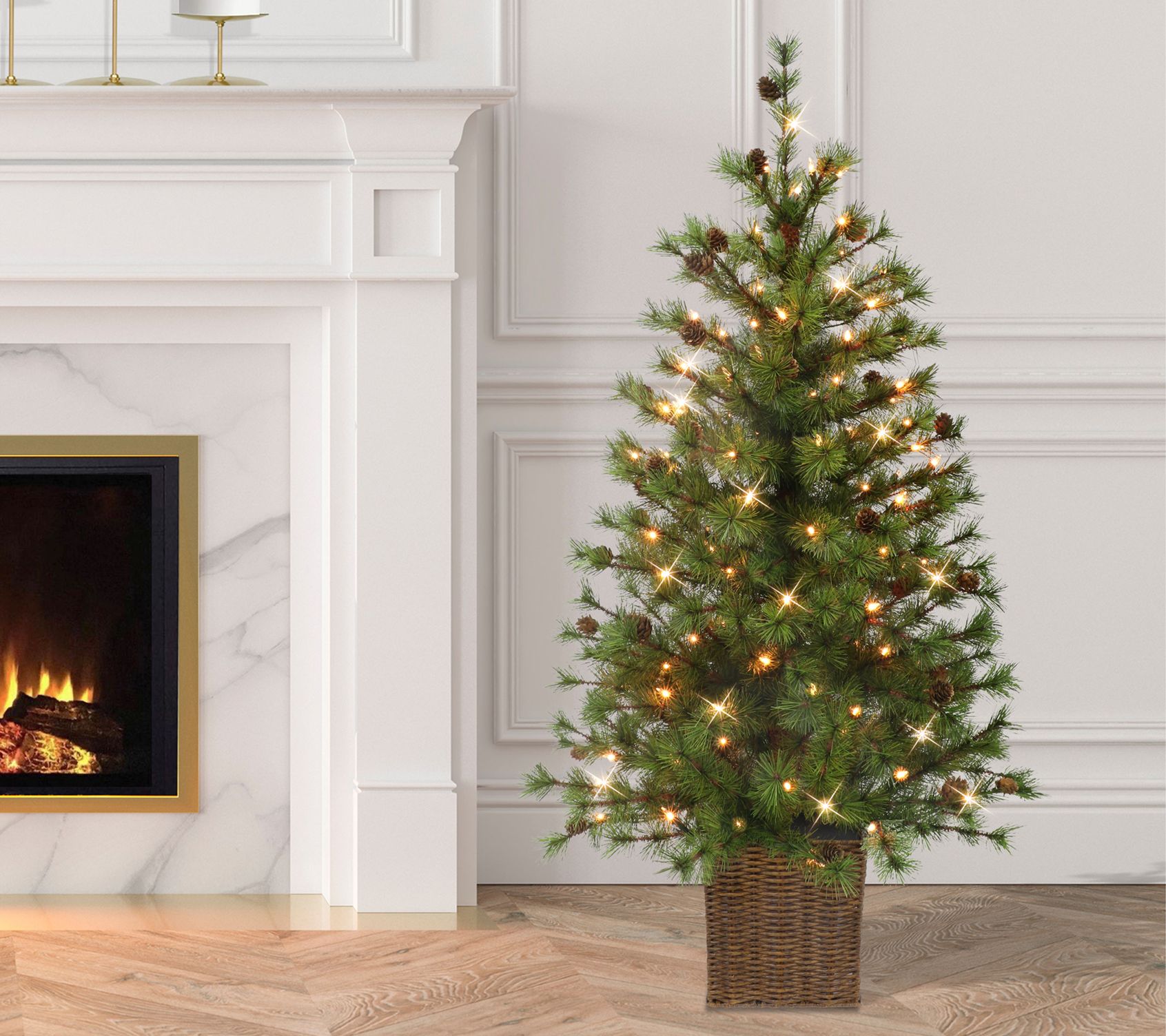 Puleo International 4ft Pre-Lit Potted Christmas Tree - QVC.com