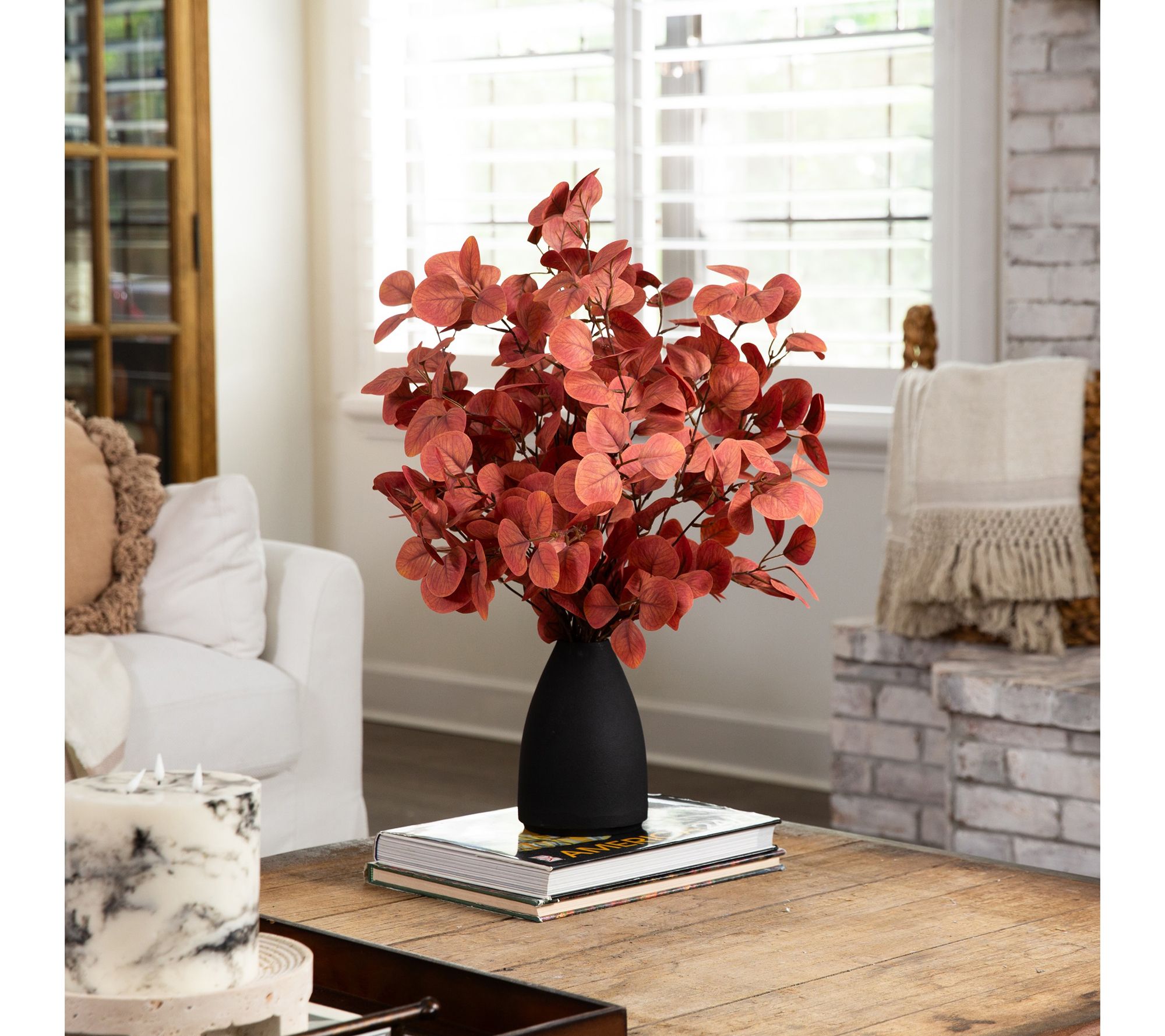 Nearly Natural 29" Autumn Eucalyptus Fall Arrangement in Vas - QVC.com