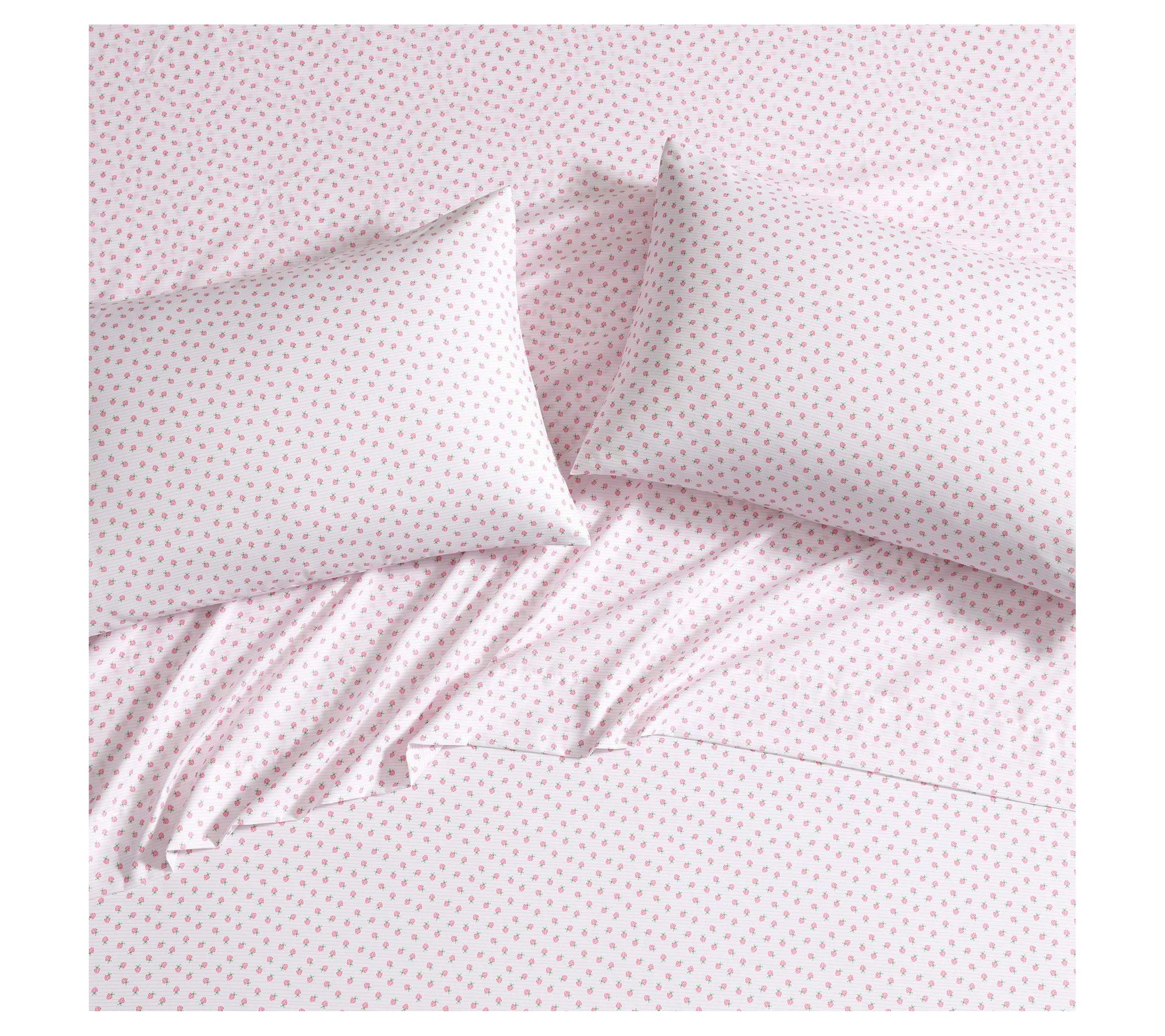 Laura Ashley Sweet Lady Bugs Pink-Green Twin XlSheet Set - QVC.com